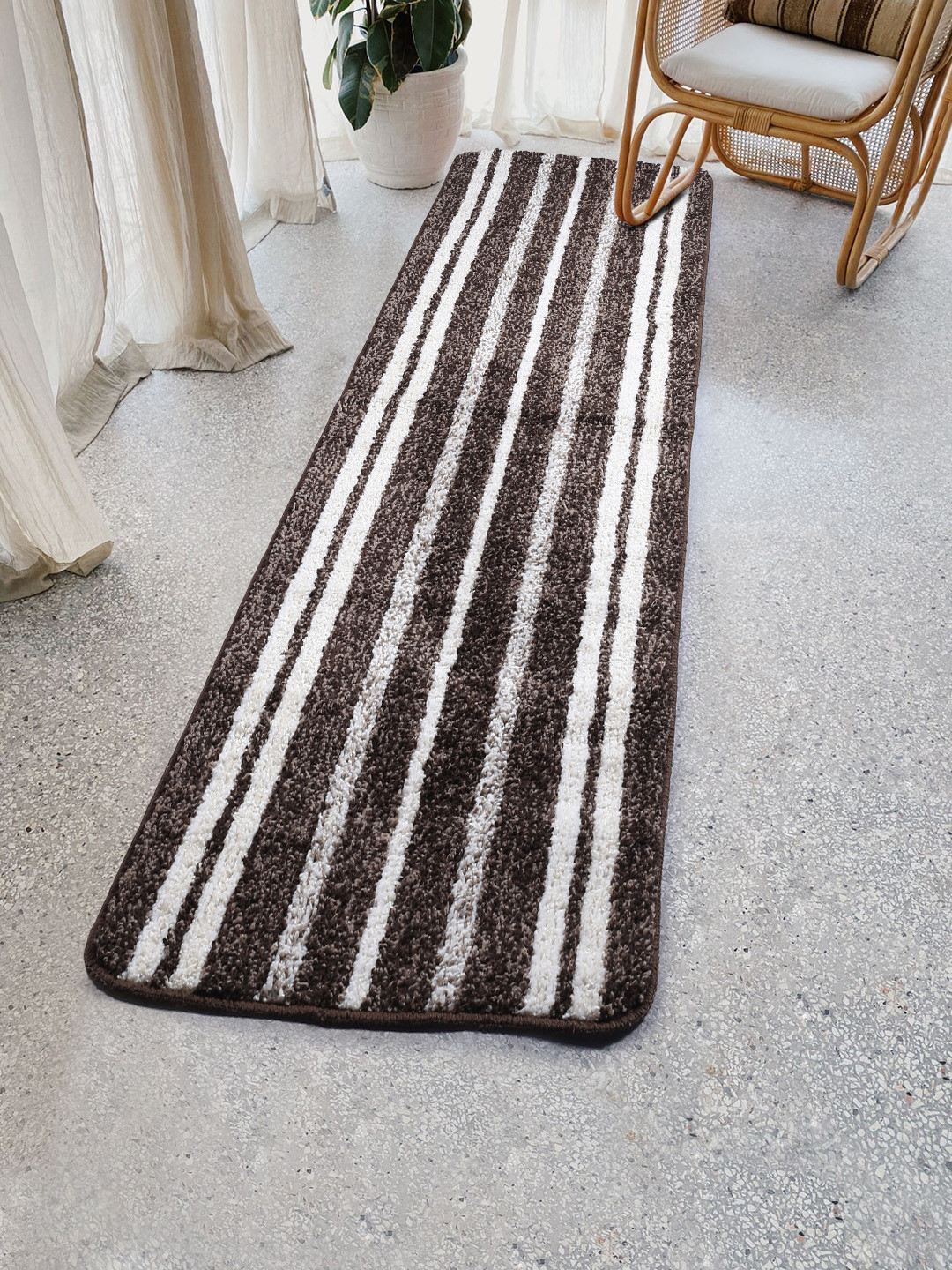 Buy Saral Home Brown & Beige Striped Anti Skid Floor Runner - Runners ...