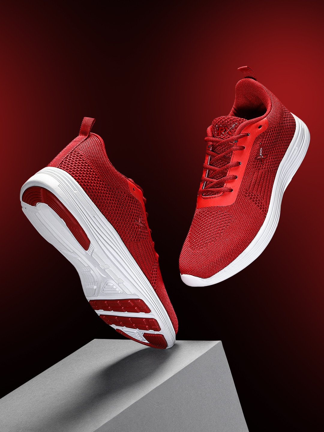 Buy HRX By Hrithik Roshan Women Red Woven Design Front Runner Shoes ...