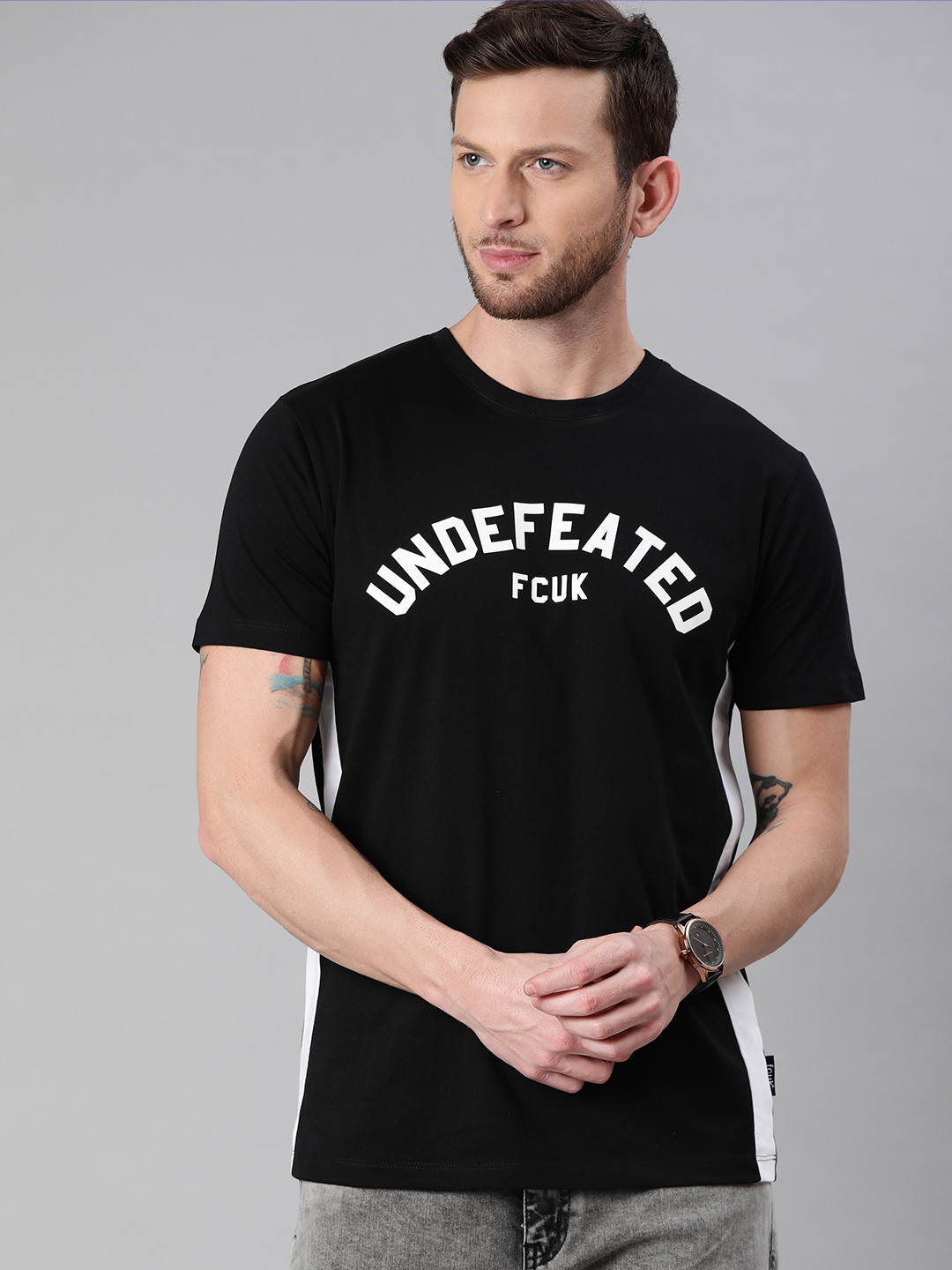 Buy French Connection Men Black Printed Round Neck T Shirt - Tshirts ...