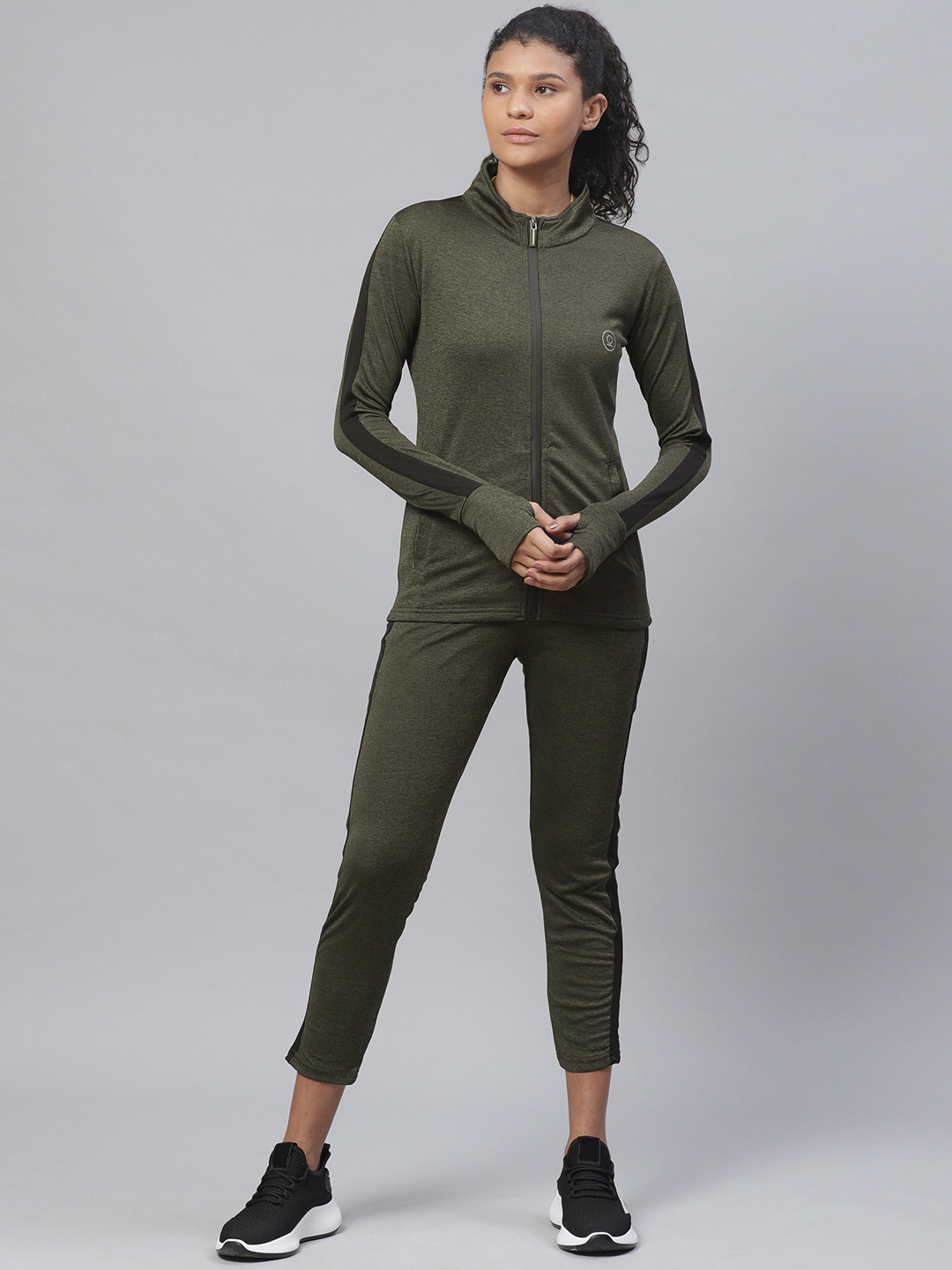 Buy Chkokko Women Olive Green Solid Tracksuit - Tracksuits for Women ...