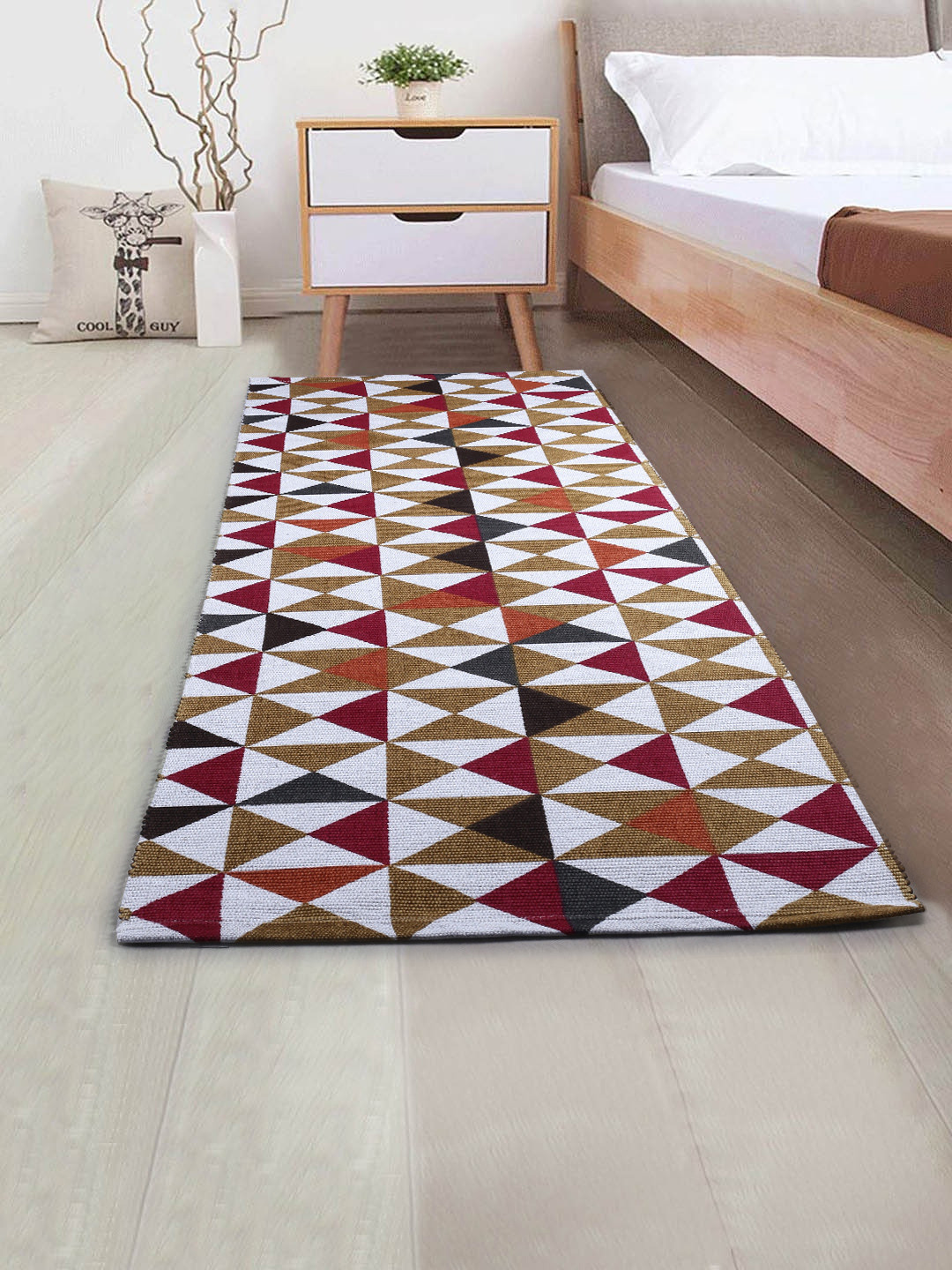 Buy Saral Home Red & Brown Geometric Floor Runner - Runners for Unisex ...