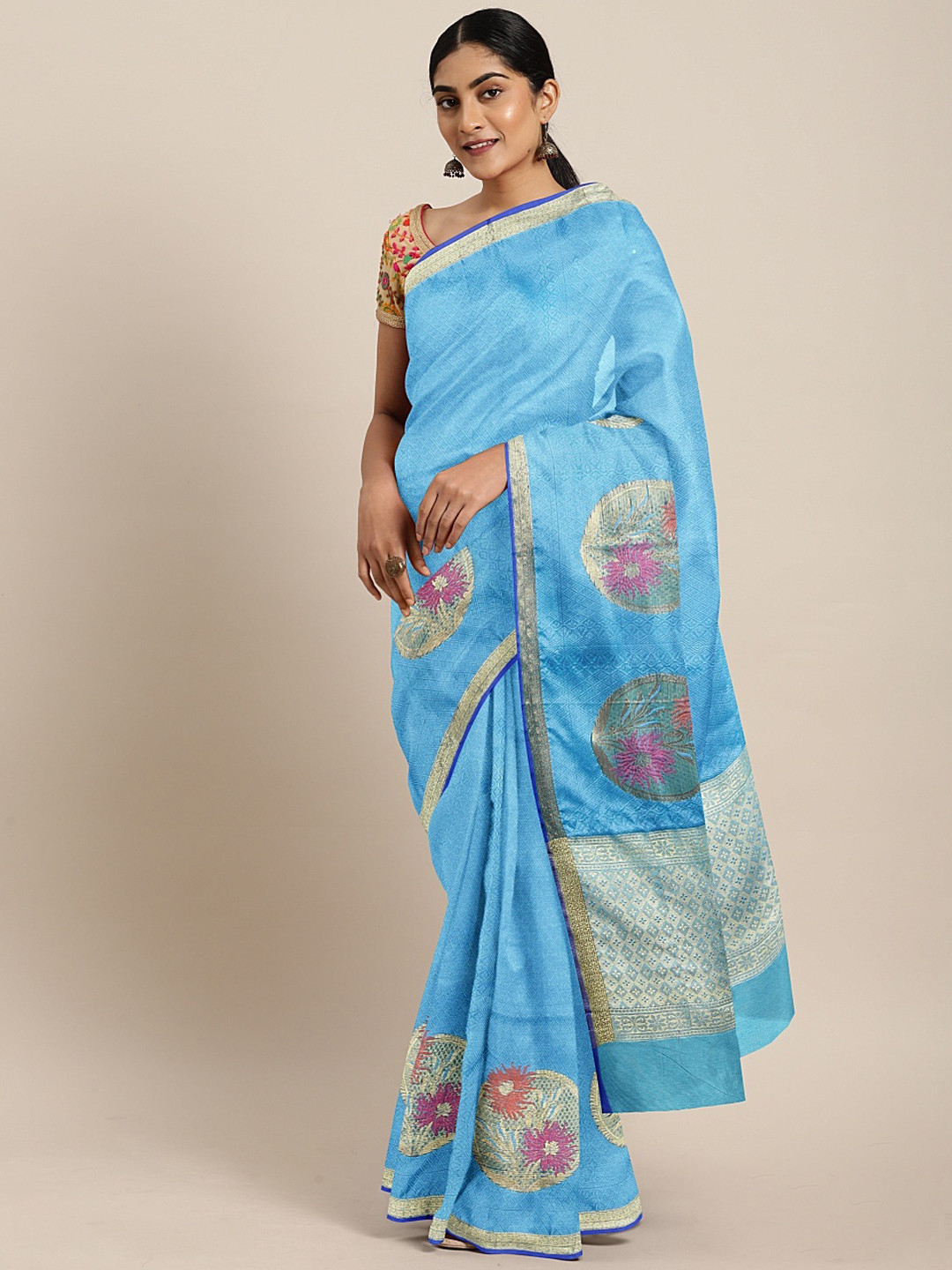 Buy Pothys Blue Woven Design Jute Silk Saree - Sarees for Women ...