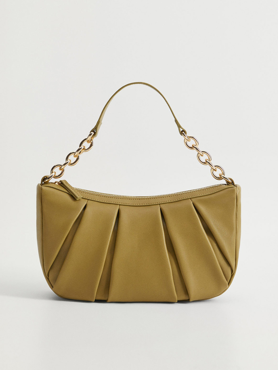 Buy MANGO Olive Green Pleated Shoulder Bag - Handbags for Women ...
