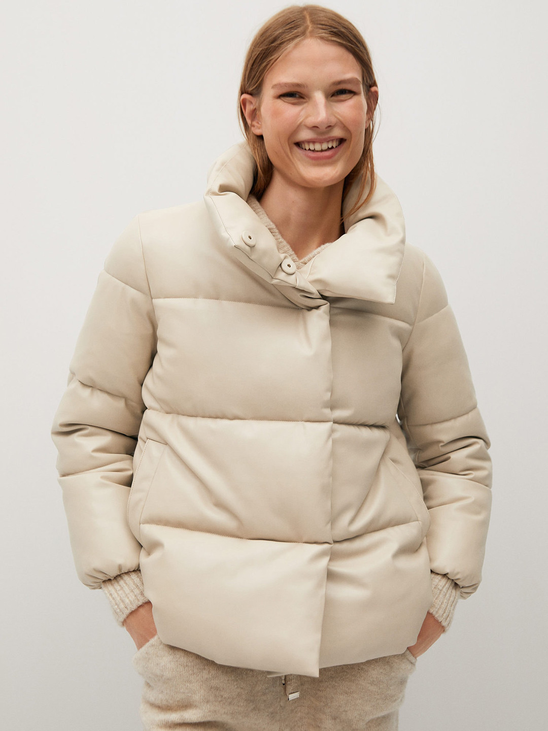 Buy MANGO Women Off White Puffer Jacket - Jackets for Women 12525152 ...
