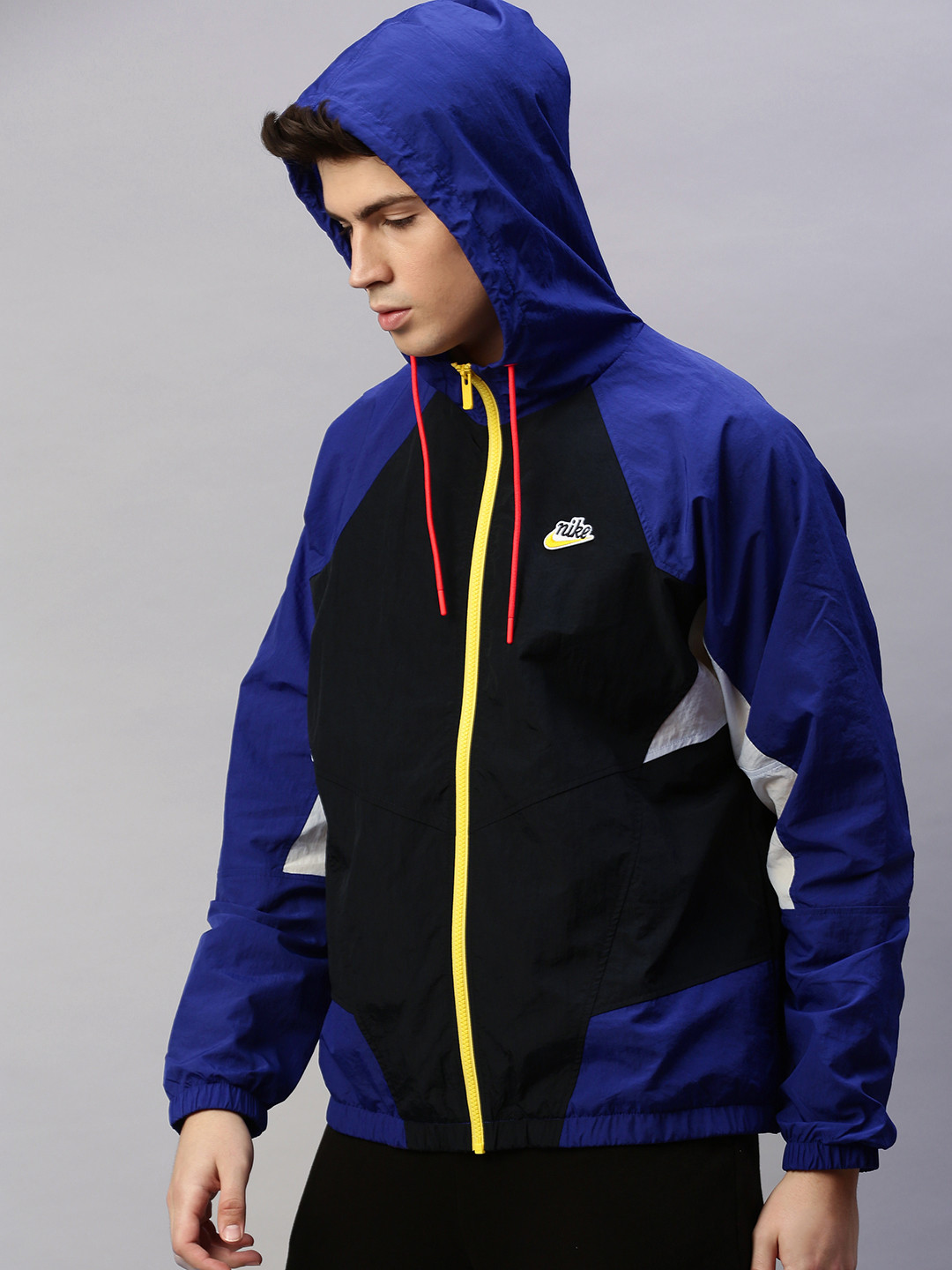 Buy Nike Men Blue & Black Colourblocked AS M NSW Sporty Jacket ...