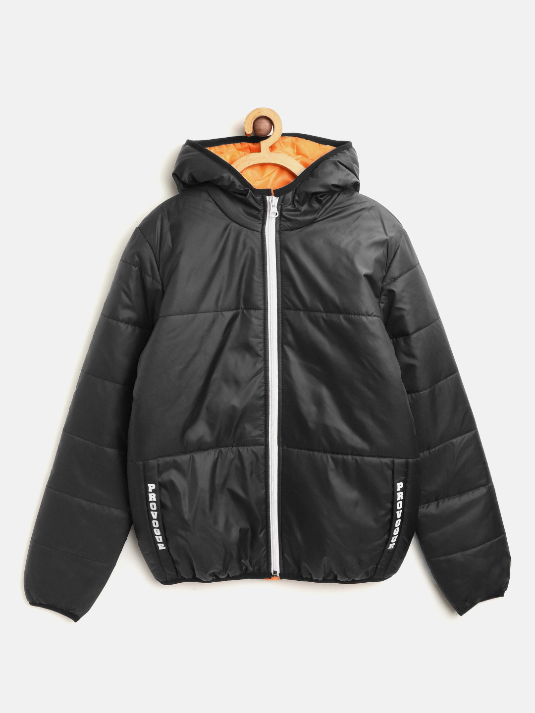 Buy Provogue Boys Black Solid Hooded Padded Jacket - Jackets for Boys ...