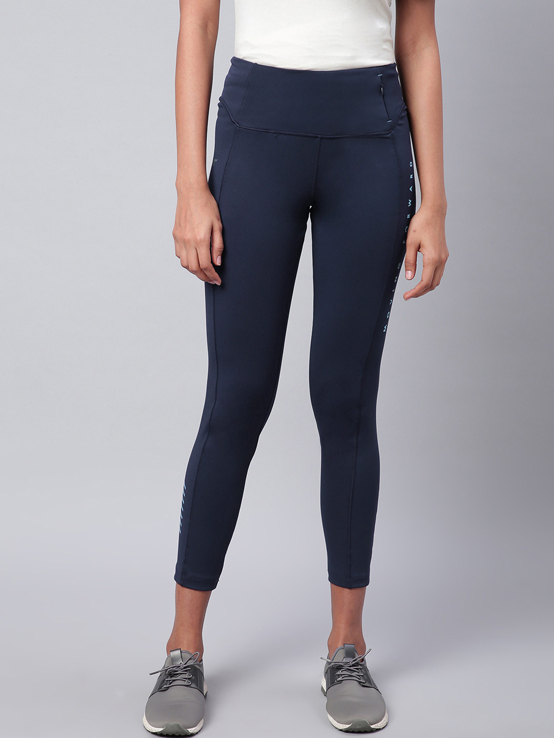 Buy Alcis Women Navy Blue Rapid Dry Solid Cropped Training Tights ...