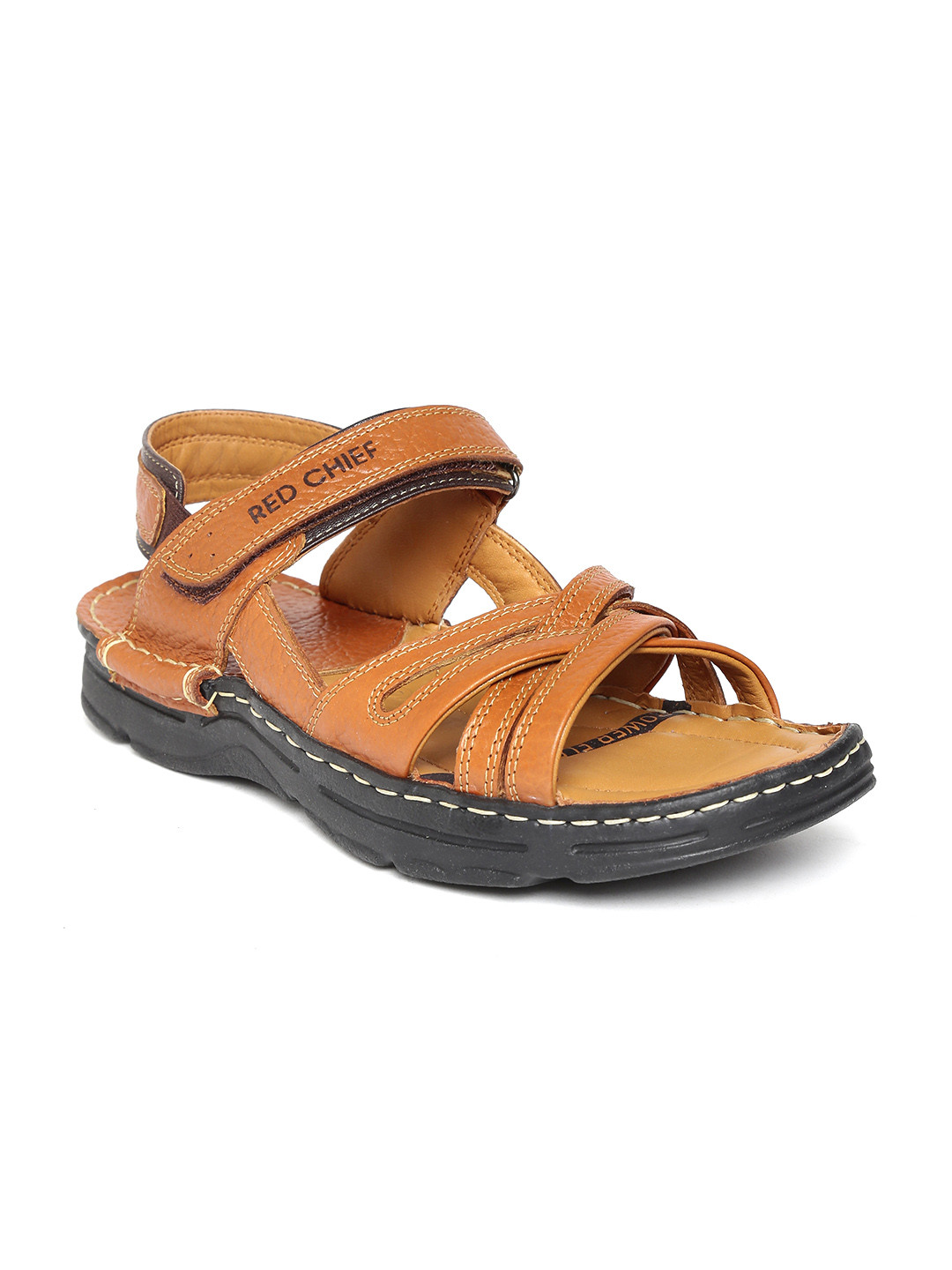 Buy Red Chief Men Tan Brown Leather Sandals - Sandals for Men 1253379 ...