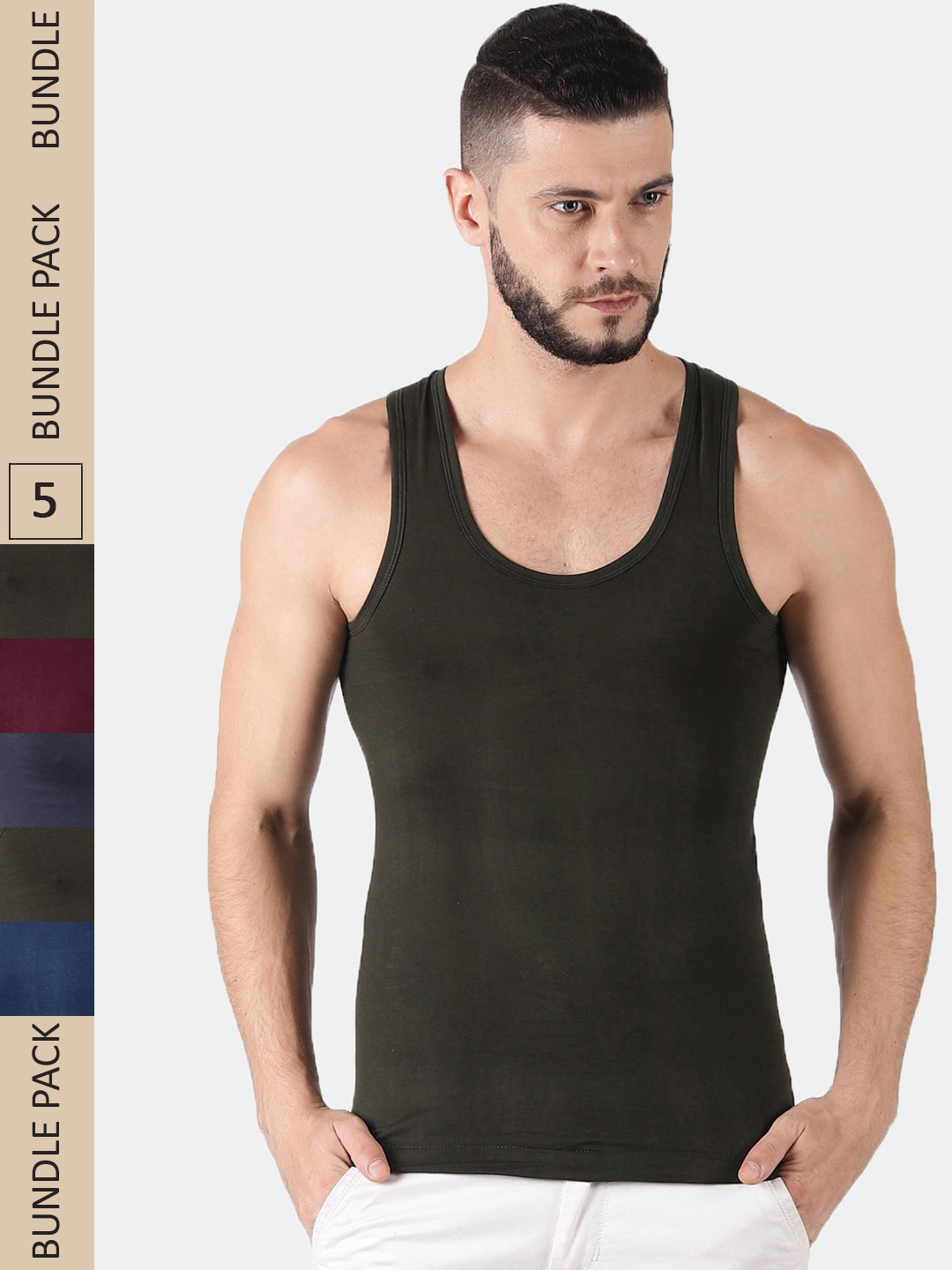 Buy Dollar Lehar Men Pack Of 5 Assorted Innerwear Vest MLHVE 01 PO5 ...