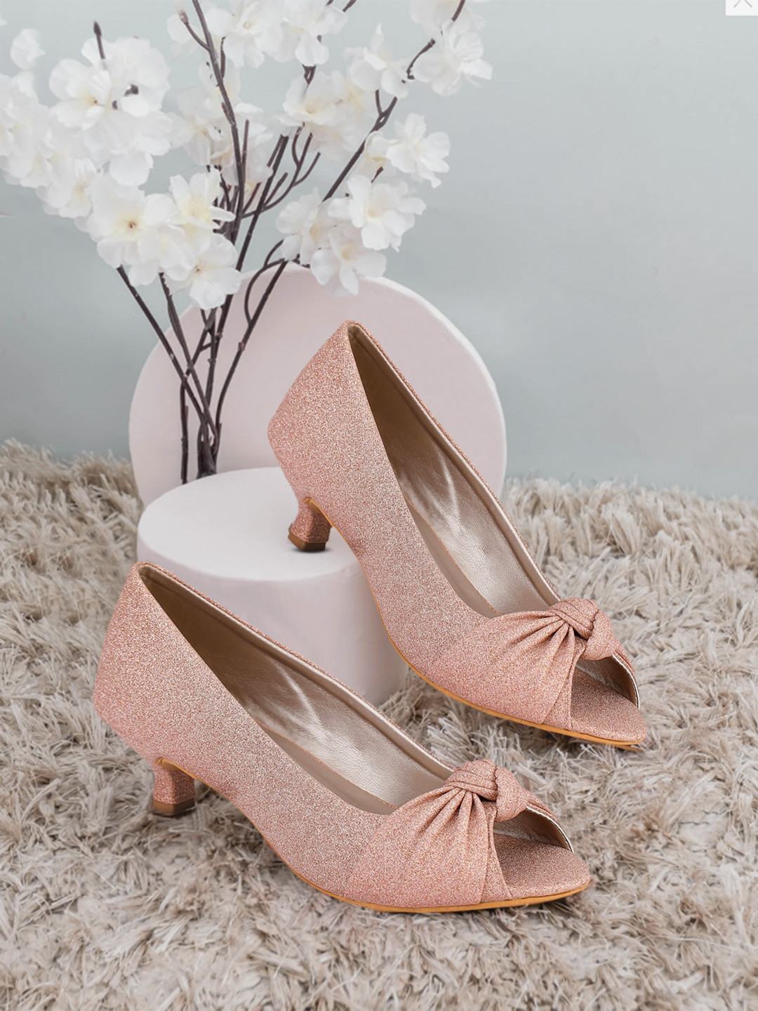 Buy VALIOSAA Women Pink Textured Peep Toes - Heels for Women 12559648 ...