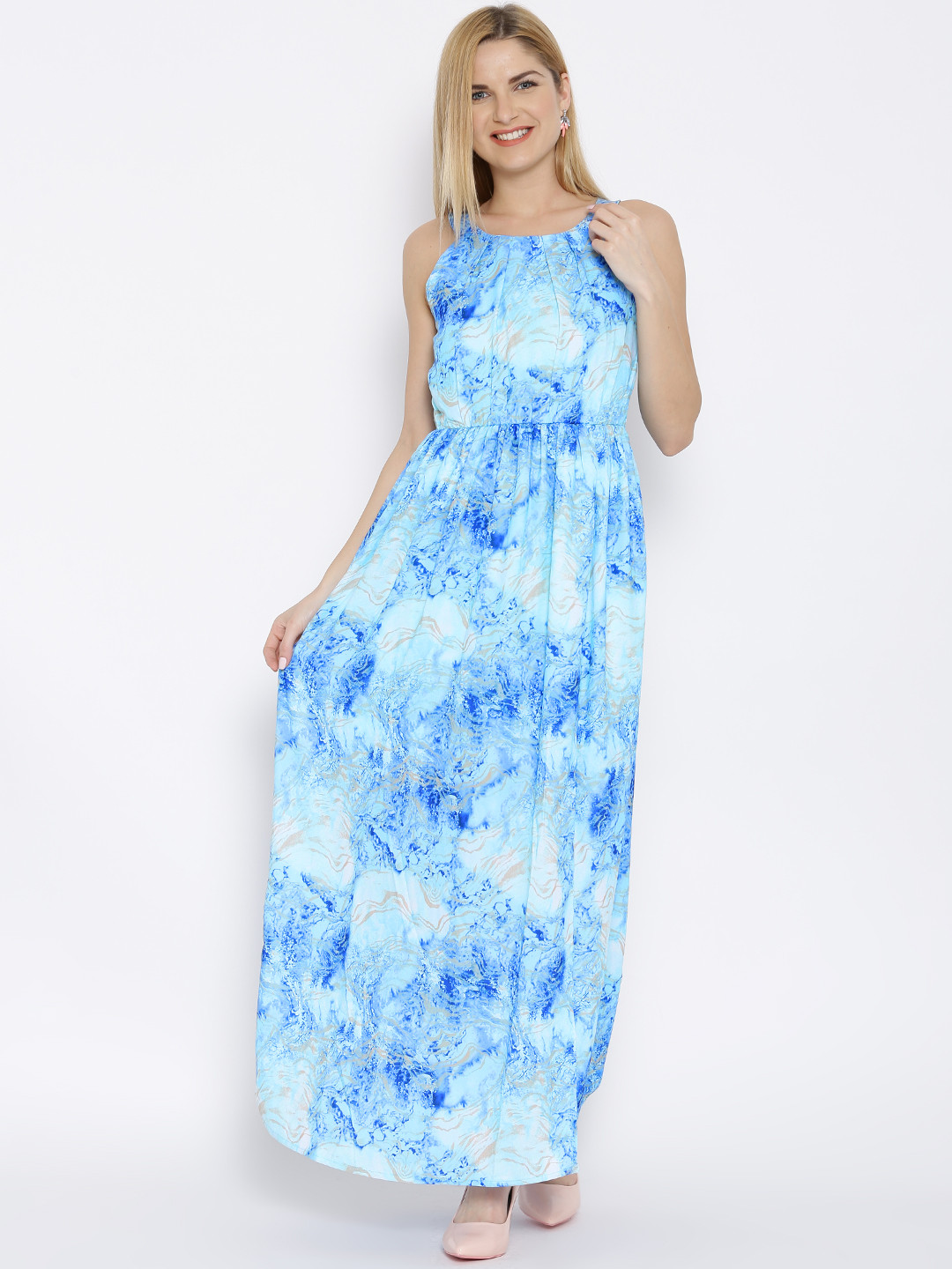 Buy Vero Moda Blue Abstract Print Maxi Dress - Dresses for Women ...