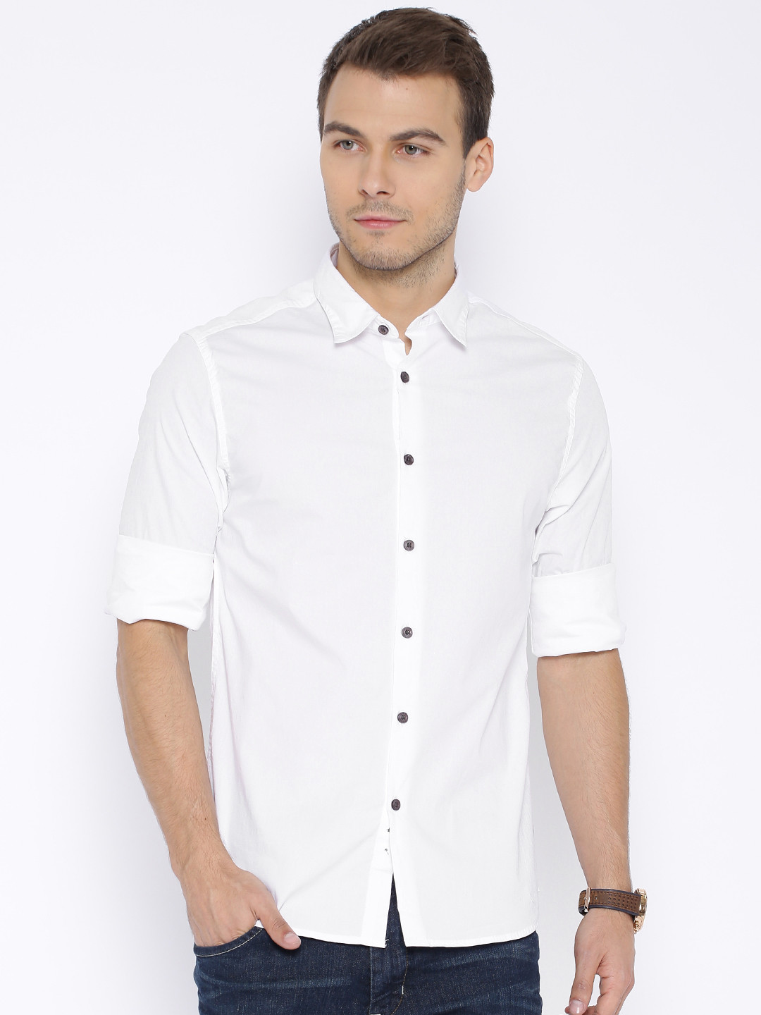 Buy Flying Machine White Slim Fit Casual Shirt - Shirts for Men 1261117 ...