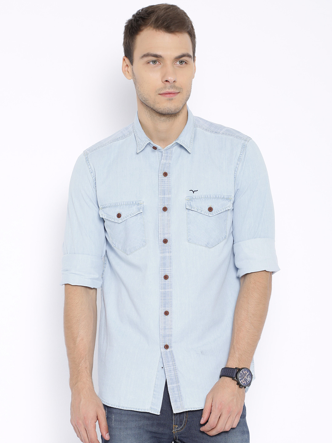 Buy Flying Machine Blue Denim Casual Shirt - Shirts for Men 1261120 ...