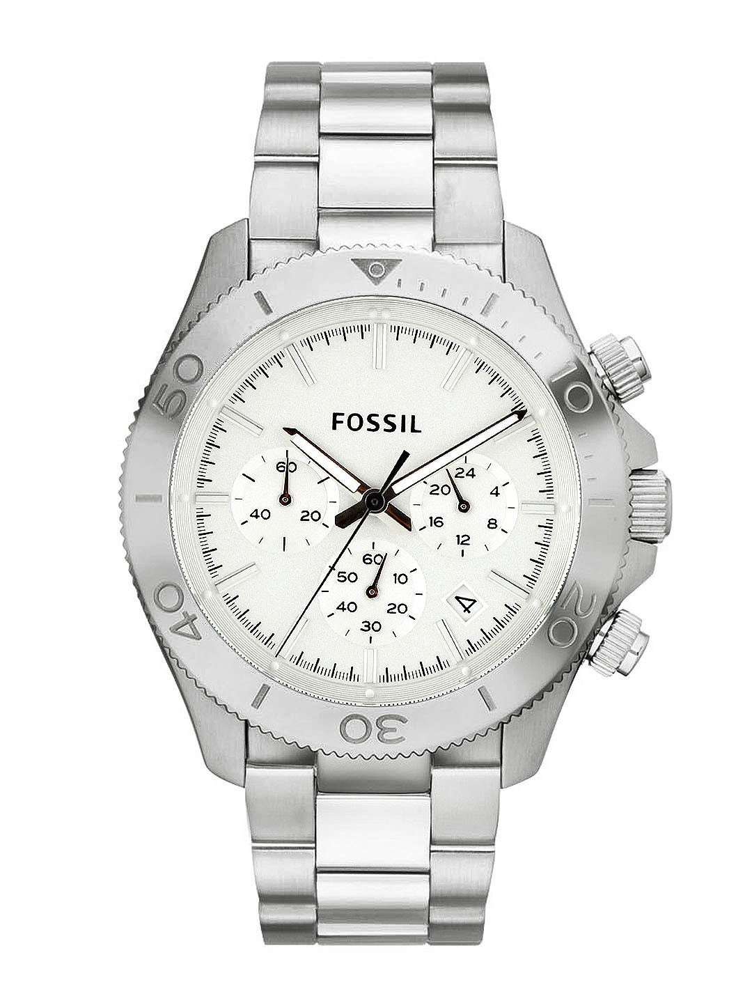 Buy Fossil Men Retro Traveler Silver Toned Dial Chronograph Watch ...