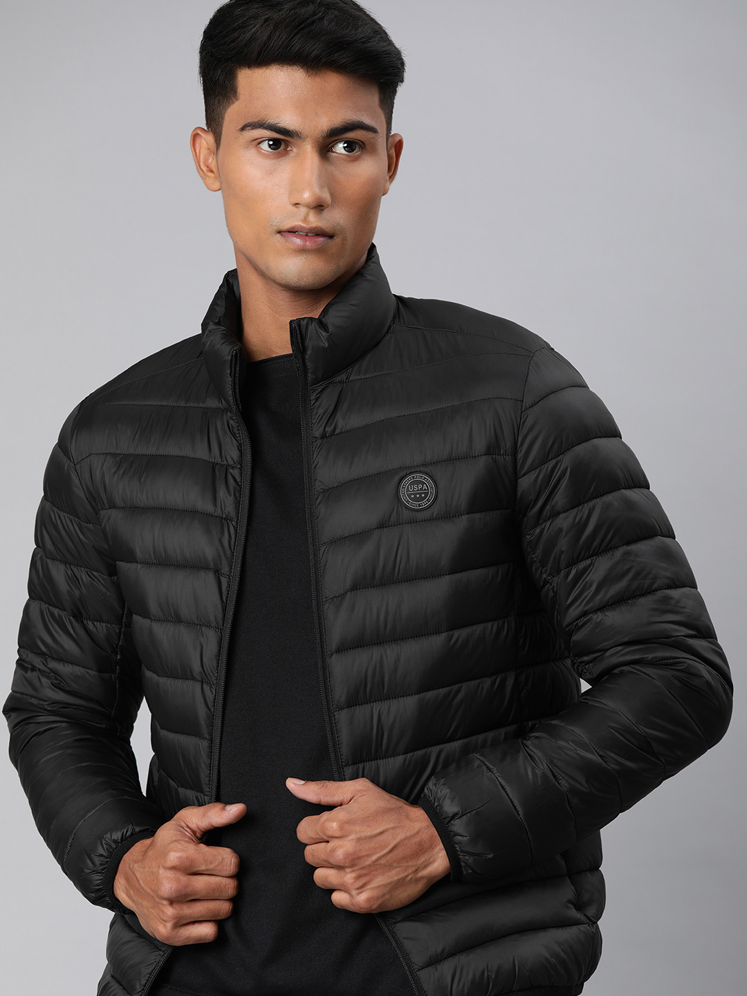 Buy U.S. Polo Assn. Men Black Solid Packable Puffer Jacket - Jackets ...