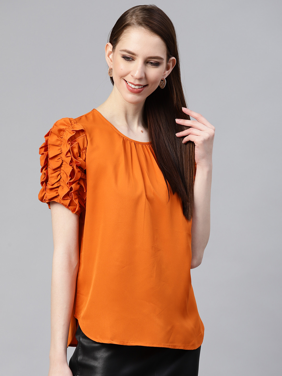 Buy PlusS Rust Orange Ruffled Top - Tops for Women 12635974 | Myntra