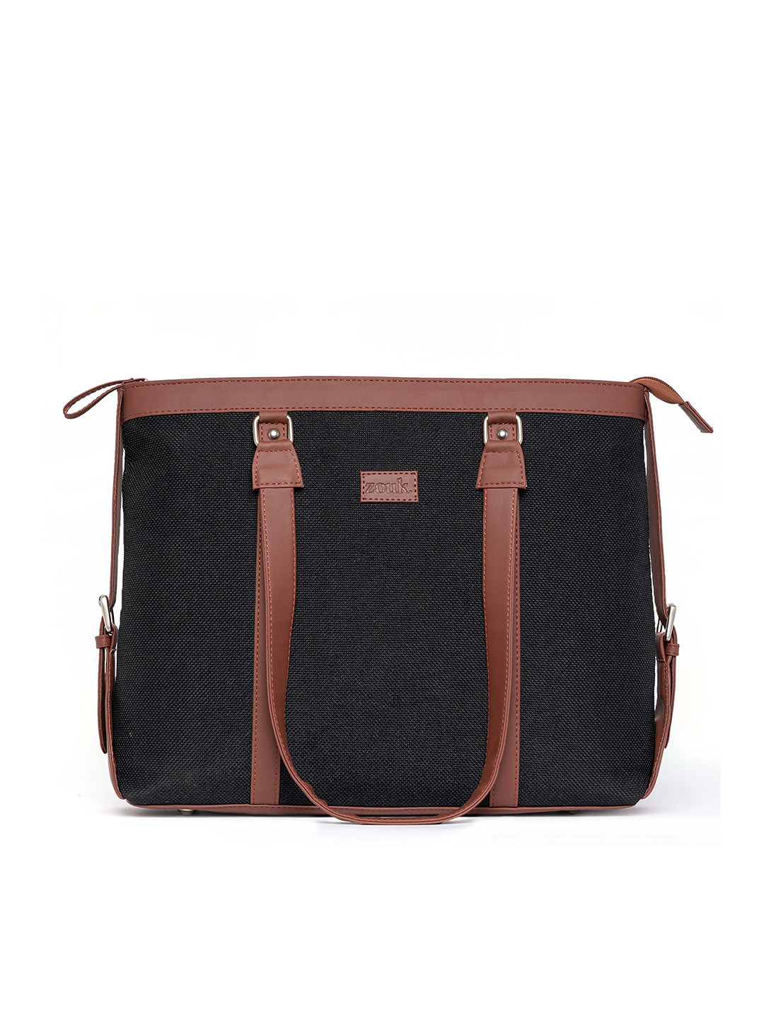 Buy ZOUK Black Solid Vegan Leather Sustainable Laptop Bag - Handbags ...