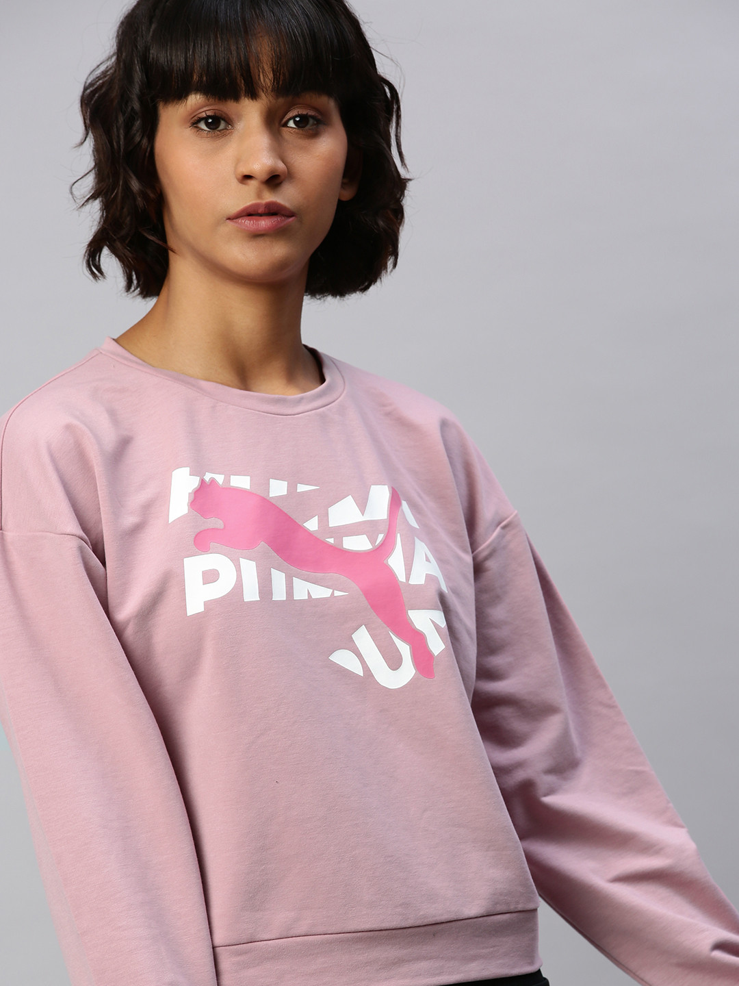 Buy Puma Women Pink Brand Logo Printed Modern Sports Crew Pullover ...