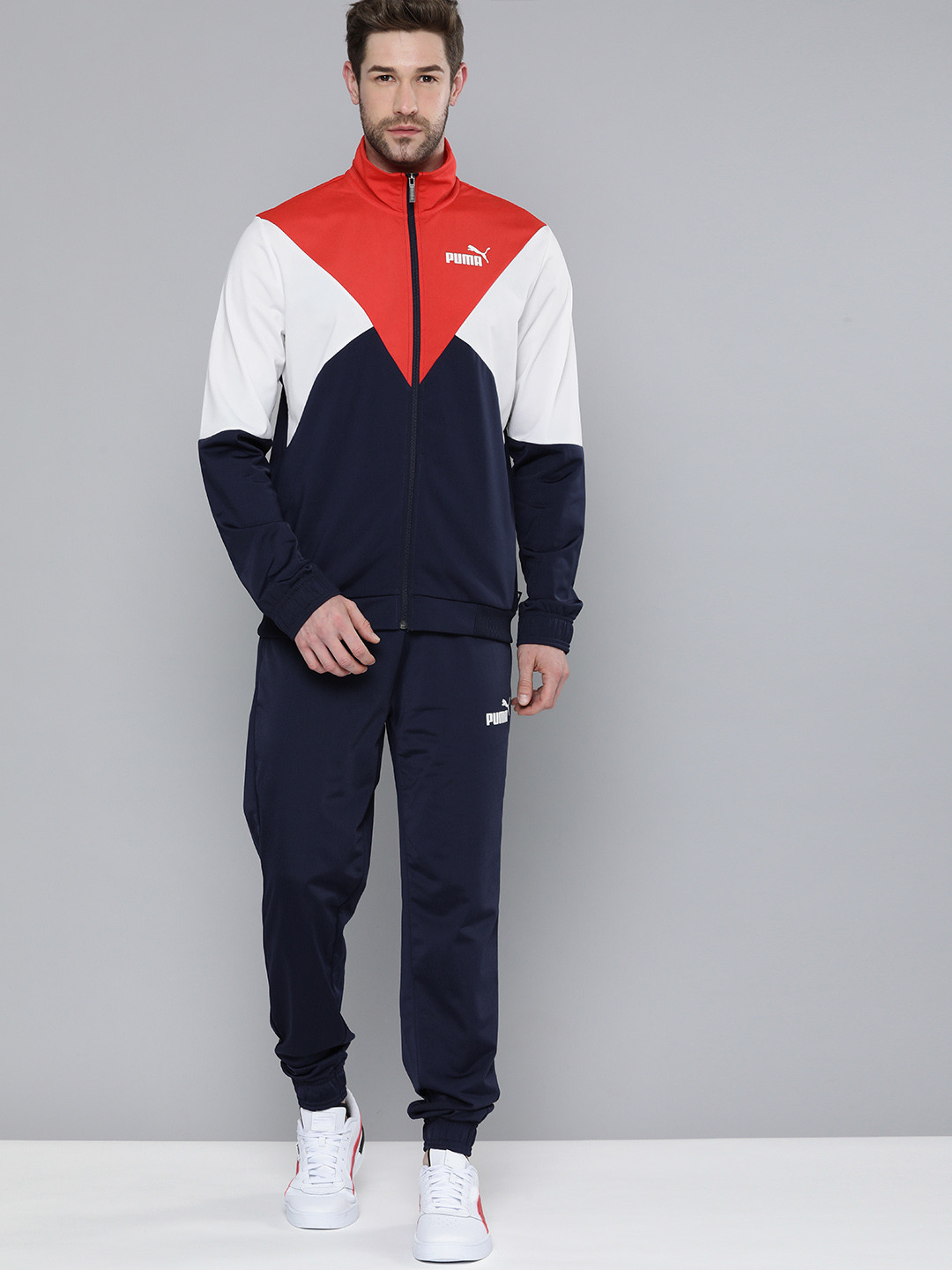 Buy Puma Men Navy Blue & Red Colourblocked Tracksuits - Tracksuits for ...