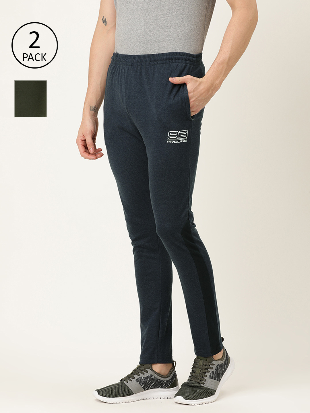 Buy Proline Active Men Pack Of 2 Solid Slim Fit Track Pants - Track ...