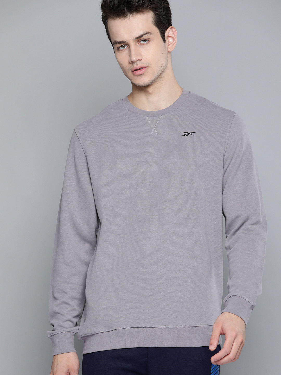 Buy Reebok Men Grey Solid Training Workout Sweatshirt - Sweatshirts for ...