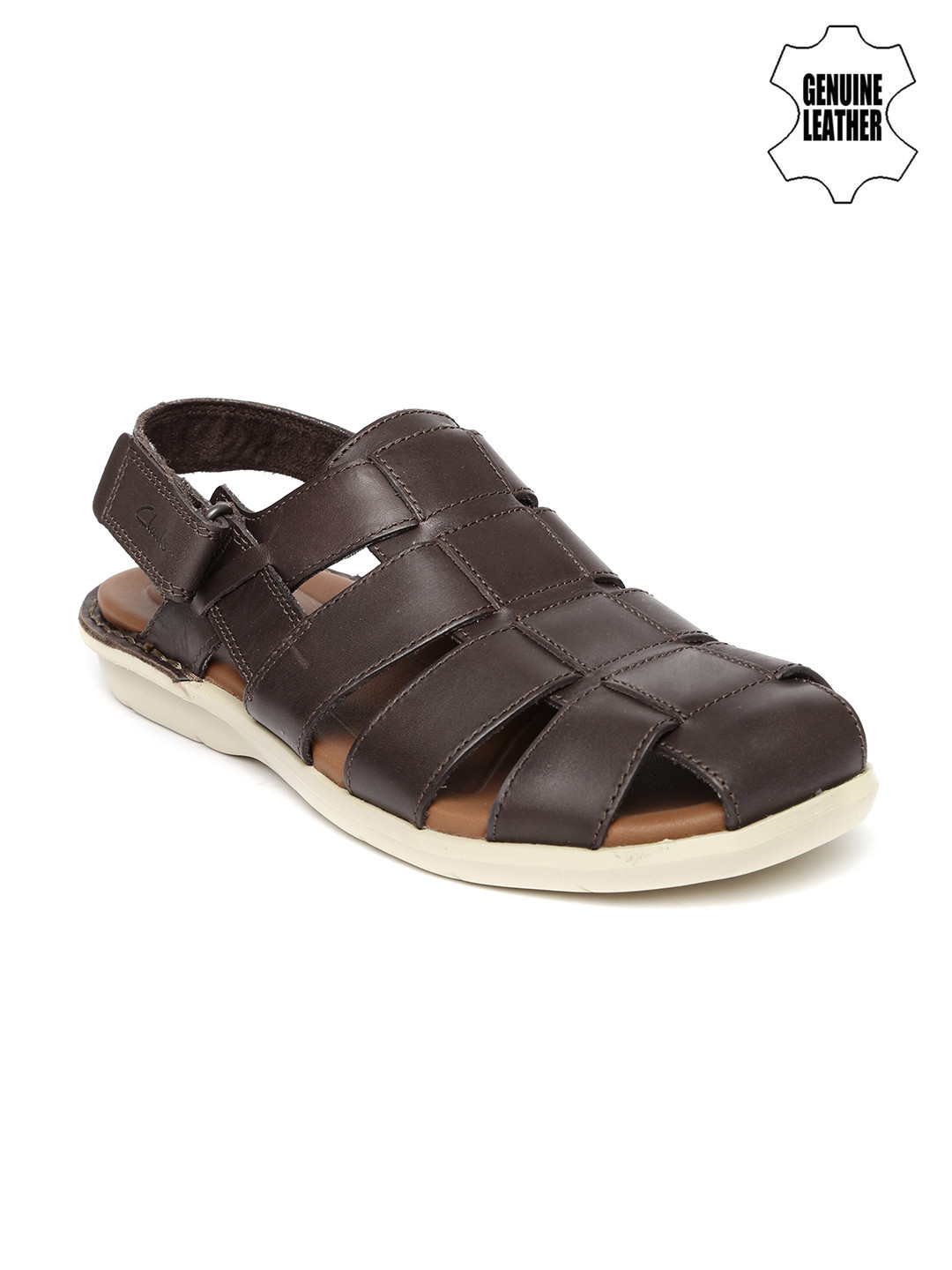 Buy Clarks Men Brown Leather Sandals - Sandals for Men 1266379 | Myntra