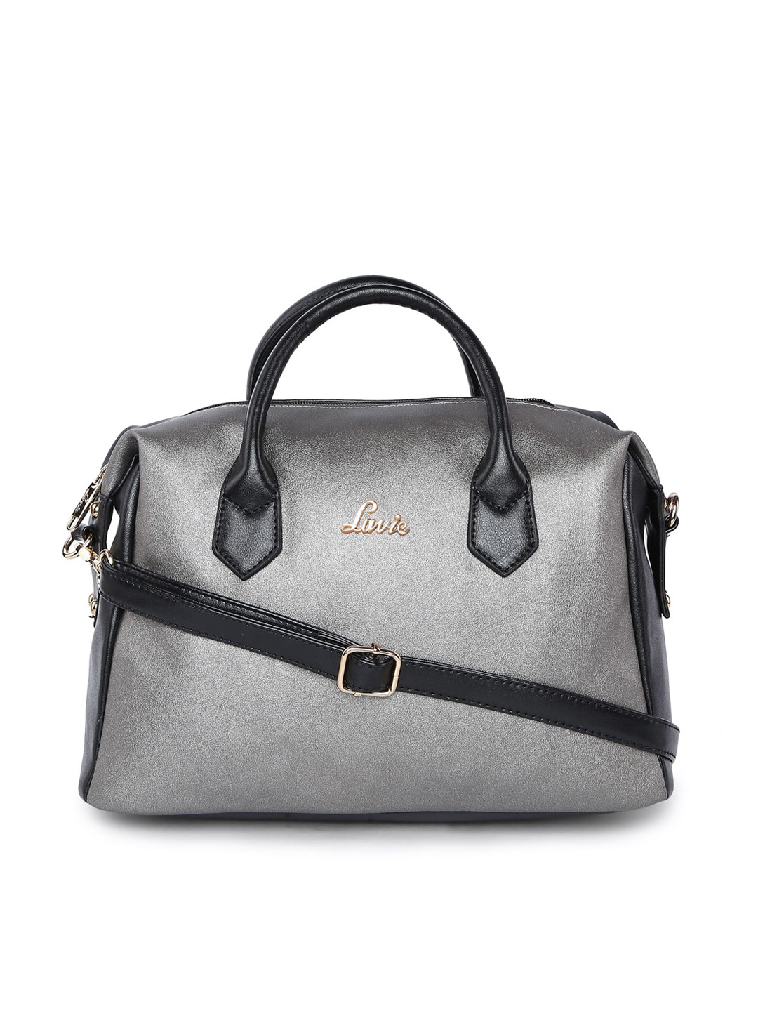Buy Lavie Silver Toned & Black Solid Handheld Bag - Handbags for Women ...