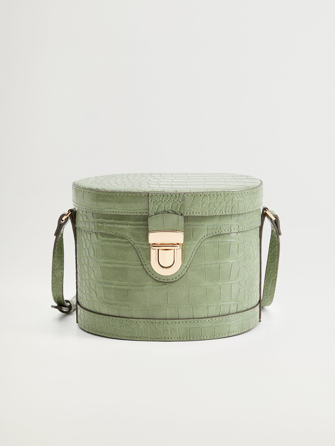 Buy MANGO Olive Green Croc Textured Sling Bag - Handbags for Women ...