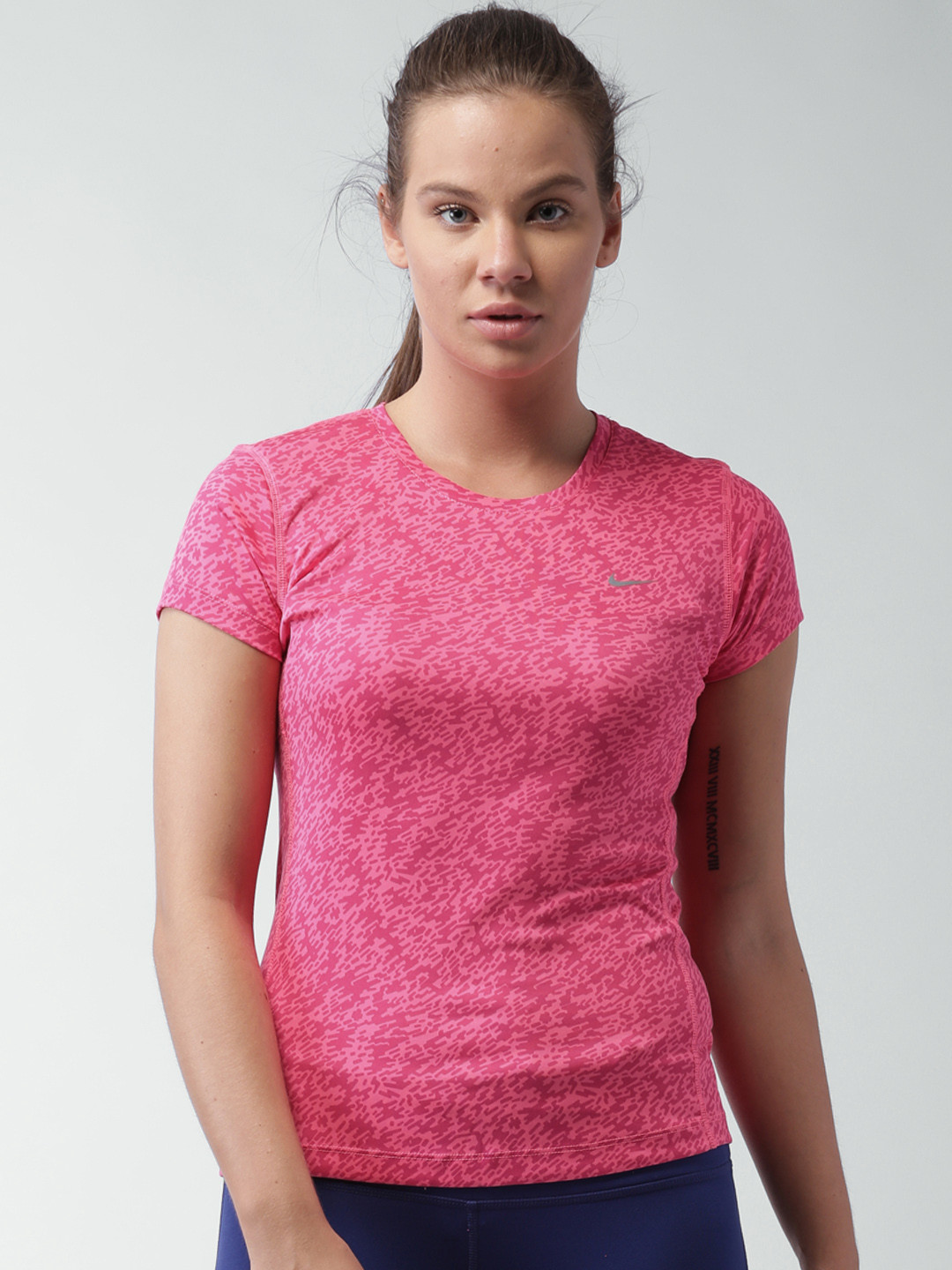 Buy Nike Pink AS Pronto Miler Crew Printed Running T Shirt - Tshirts ...