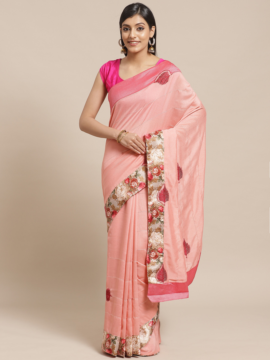 Buy Shaily Pink Solid Saree - Sarees for Women 12689274 | Myntra