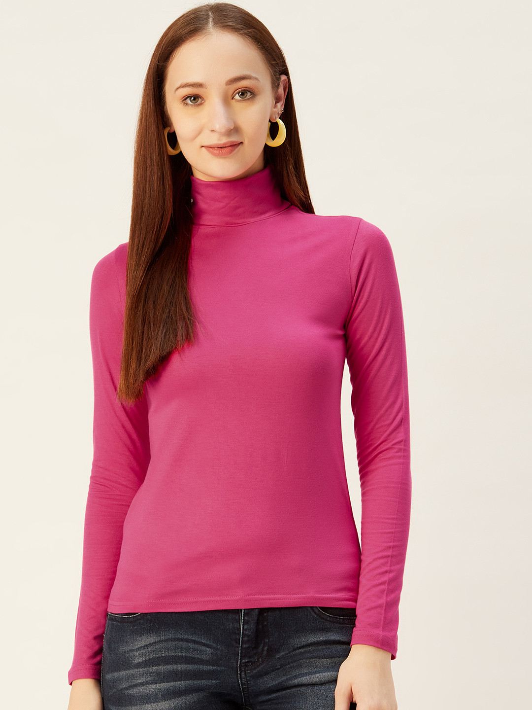 Buy Sera Women Pink Solid High Neck Top - Tops for Women 12718886 | Myntra