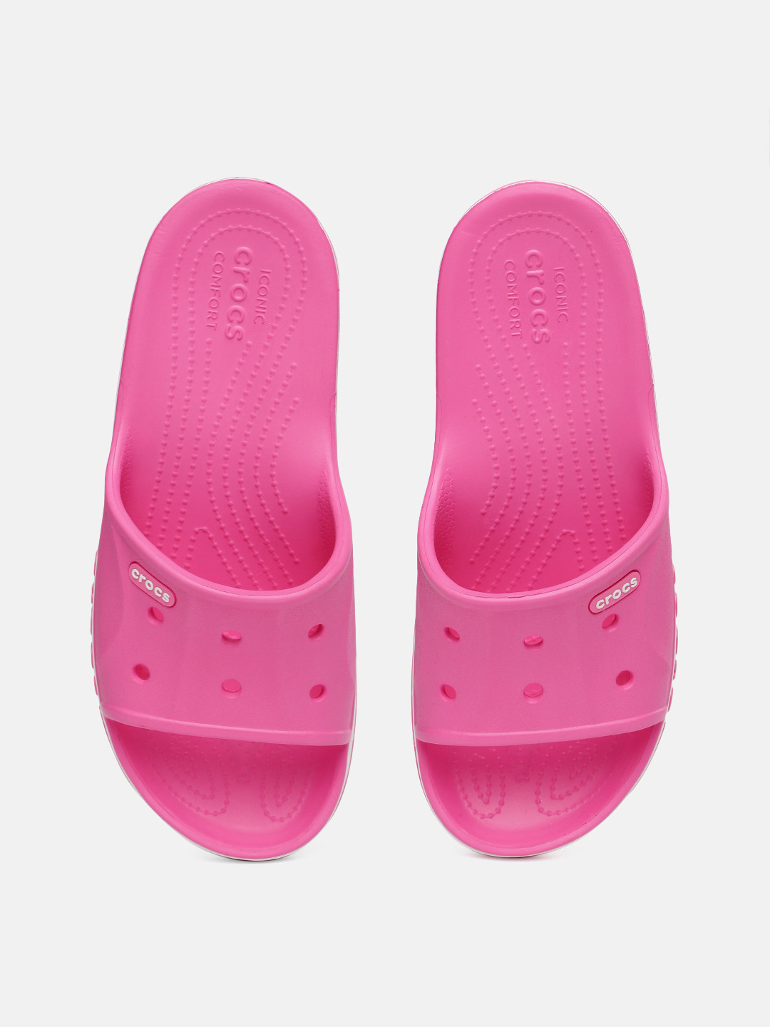 Buy Crocs Women Pink Solid Sliders - Flip Flops for Women 12769098 | Myntra