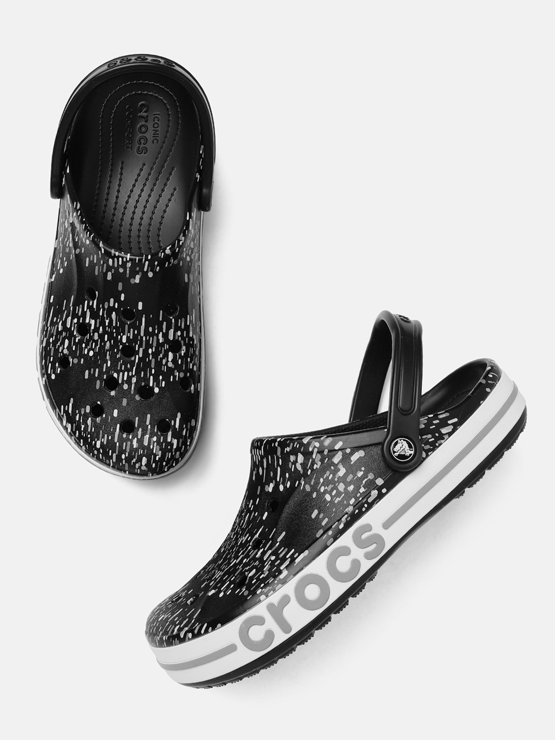 Buy Crocs Unisex Black Bayaband Seasonal Printed Clogs - Flip Flops for ...