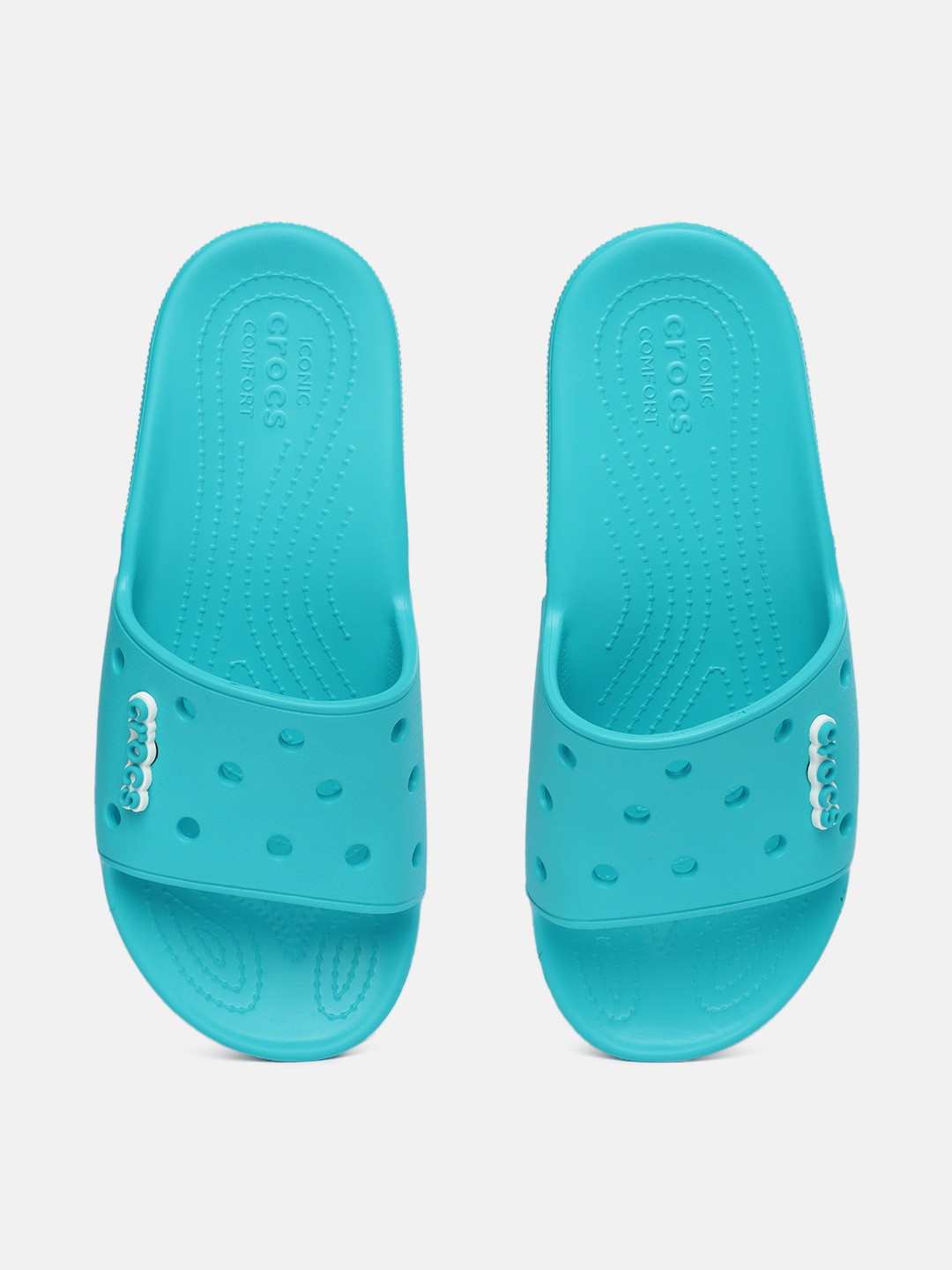 Buy Crocs Unisex Blue Solid Classic Sliders - Flip Flops for Unisex ...
