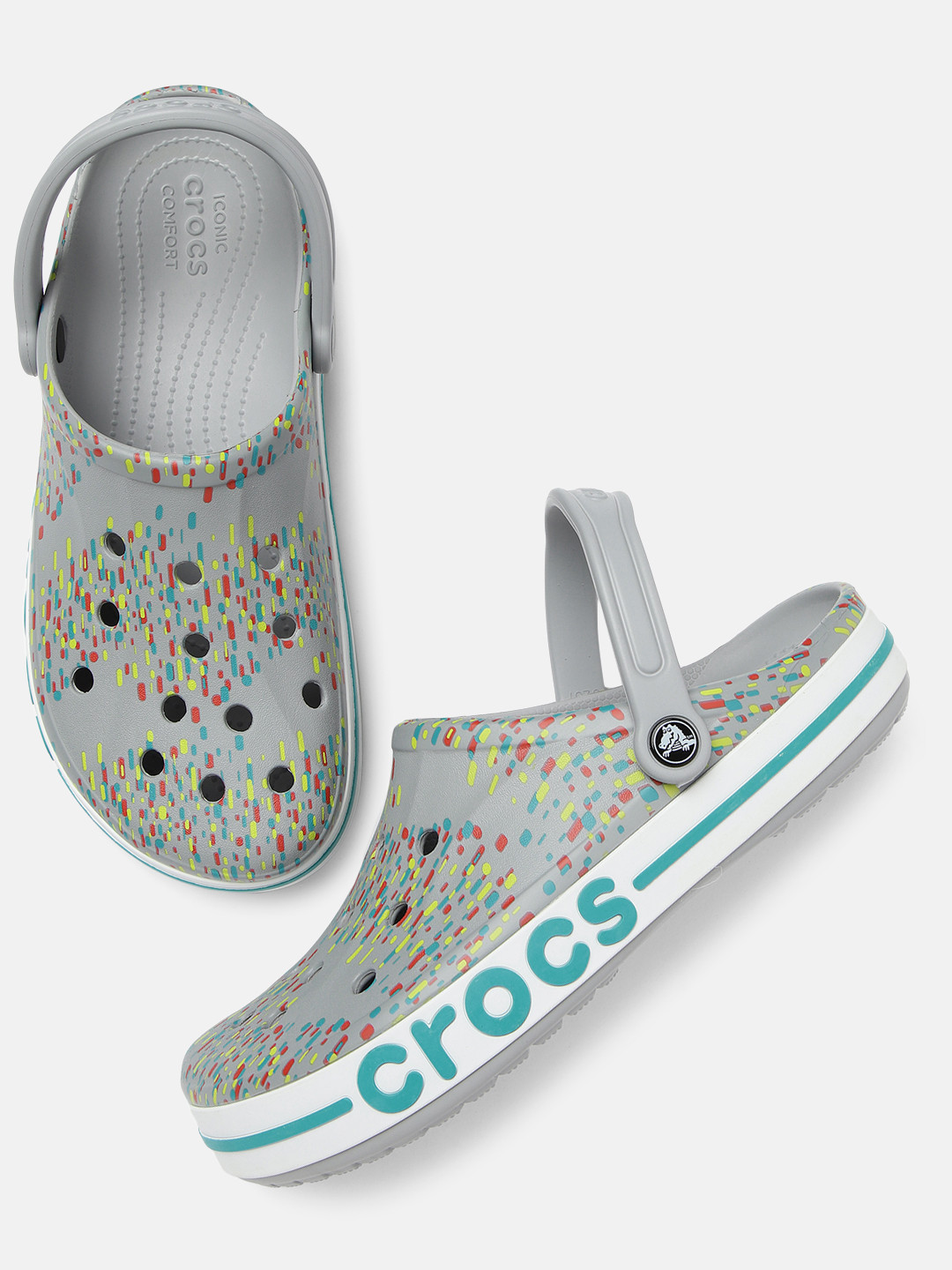 Buy Crocs Unisex Grey Printed Bayaband Seasonal Clogs - Flip Flops for ...