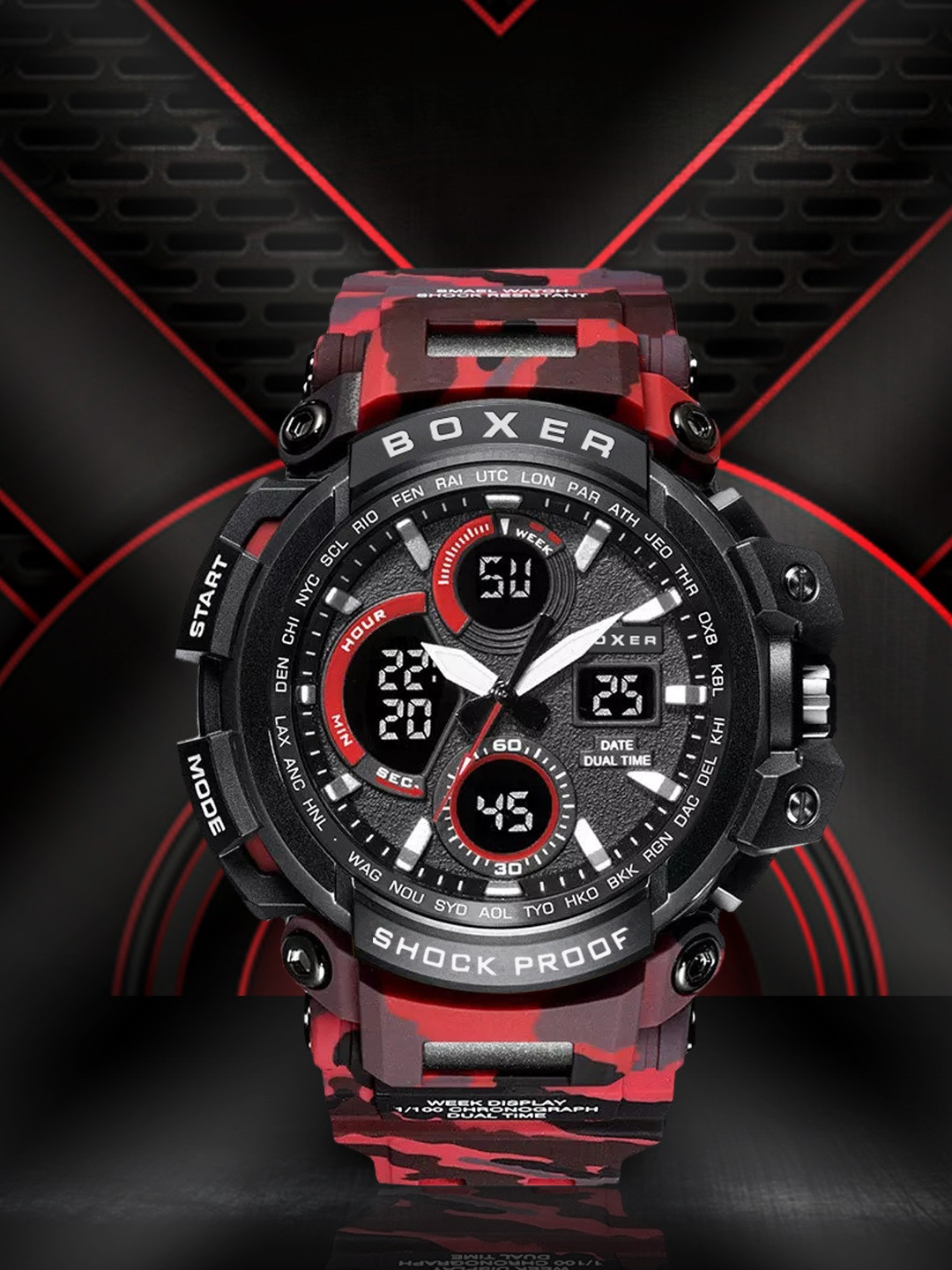 Buy BOXER Men Black & Red Analogue And Digital Watch BG00180 - Watches ...