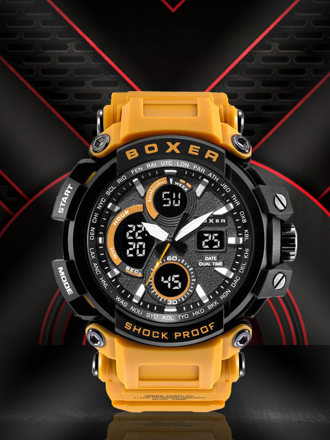 Buy BOXER Men Black & Yellow Analogue And Digital Watch BG00181 ...