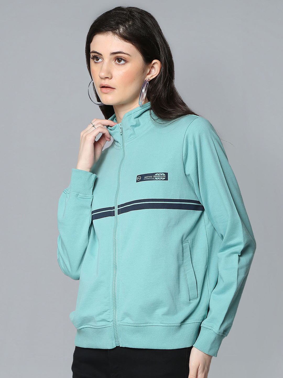 Buy Flying Machine Women Blue Solid Sweatshirt - Sweatshirts for Women ...