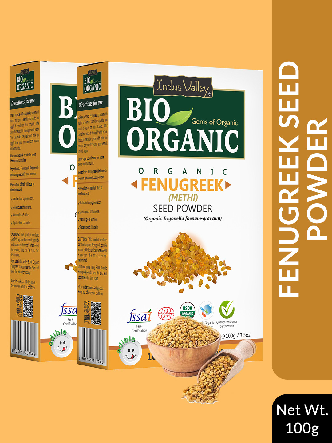 Buy Indus Valley Pack Of 2 Bio Organic Fenugreek Powder - Face Wash And ...