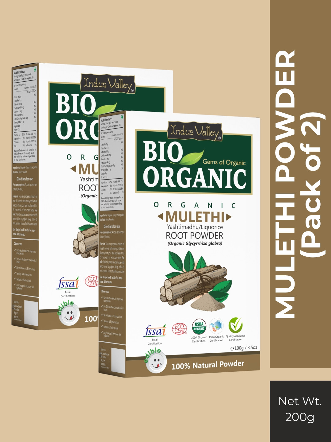 Buy Indus Valley Pack Of 2 Bio Organic Mulethi Powder - Face Wash And ...