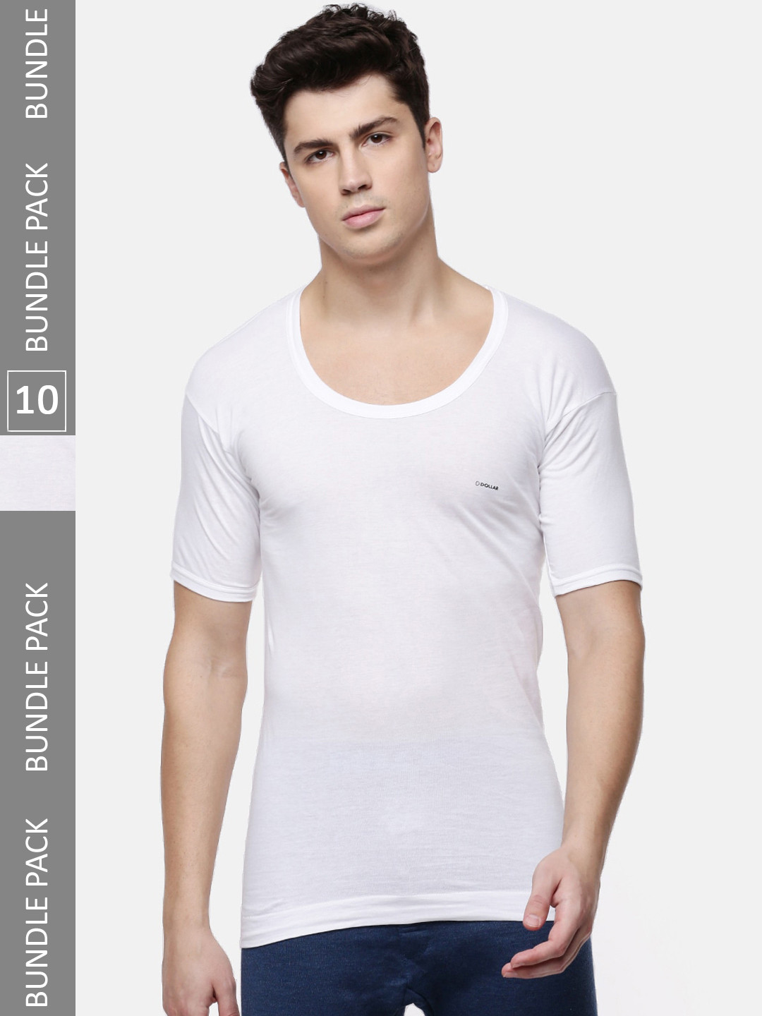 Buy Dollar Men Pack Of 10 White Solid InnerWear Vests MLHVE 02 PO10 ...
