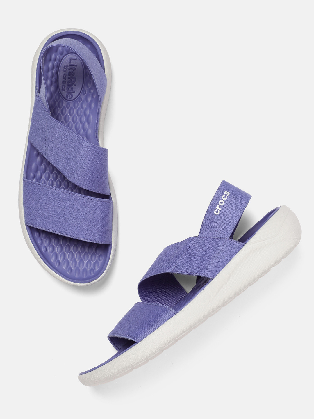 Buy Crocs Women Blue Solid LiteRide Open Toe Flats - Flats for Women ...