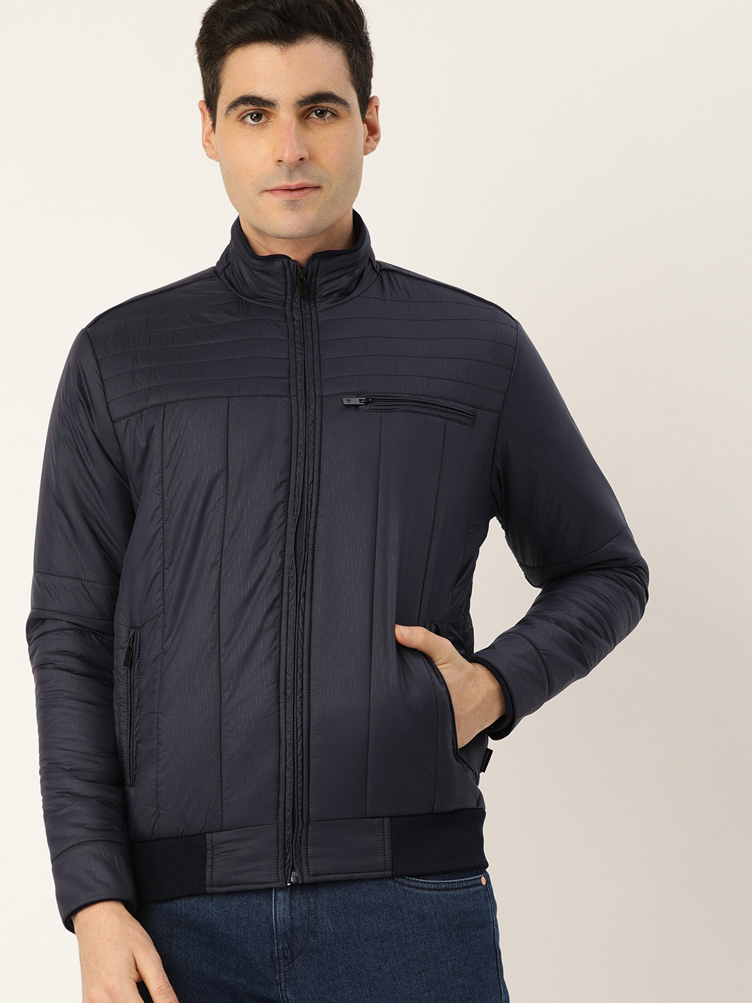 Buy Converse Men Navy Blue Printed Bomber Jacket - Jackets for Men ...