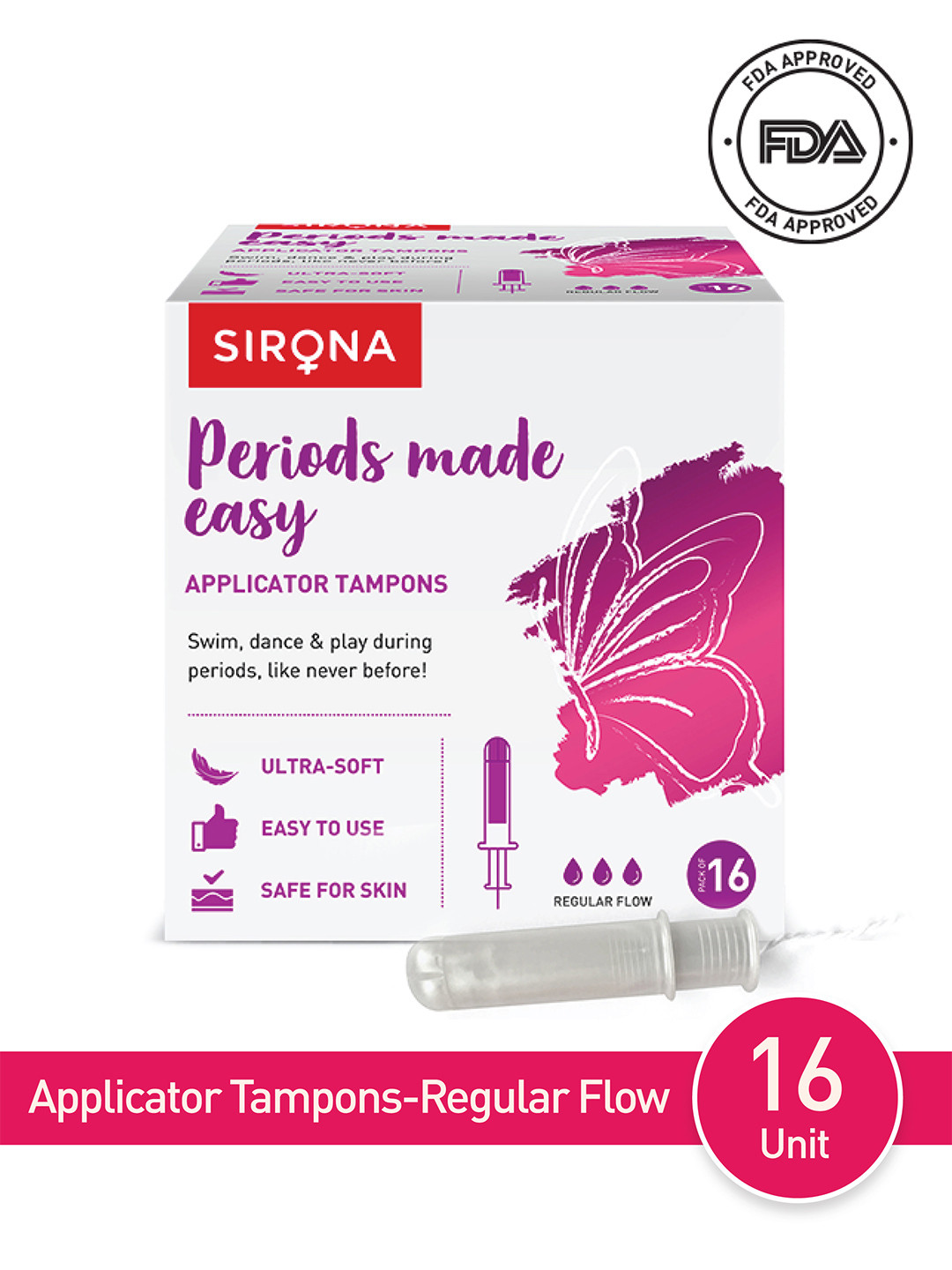 Buy Sirona 16 Pieces Premium Applicator Tampons - Tampons And Menstrual ...