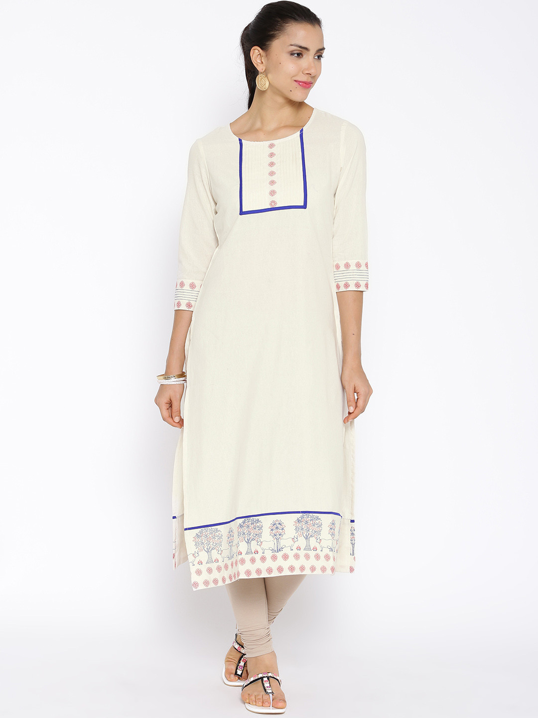 Buy Span Off White Kurta With Print Detail - Kurtas for Women 1283358 ...