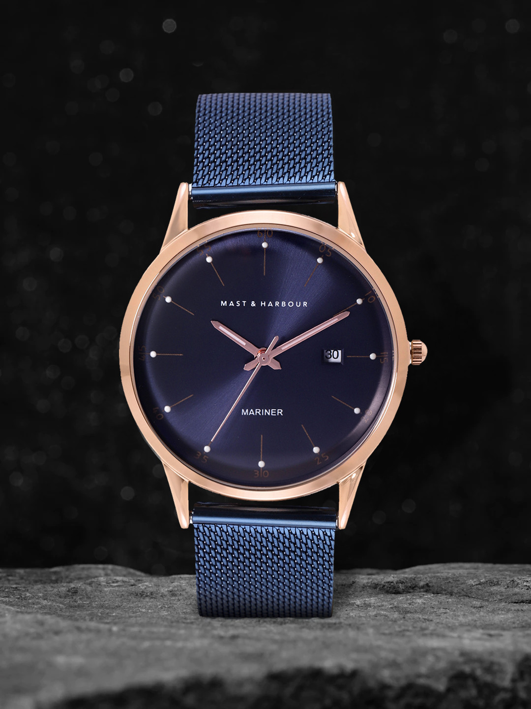 Buy Mast & Harbour Unisex Navy Blue Analogue Watch MFB PN LB 5075 ...