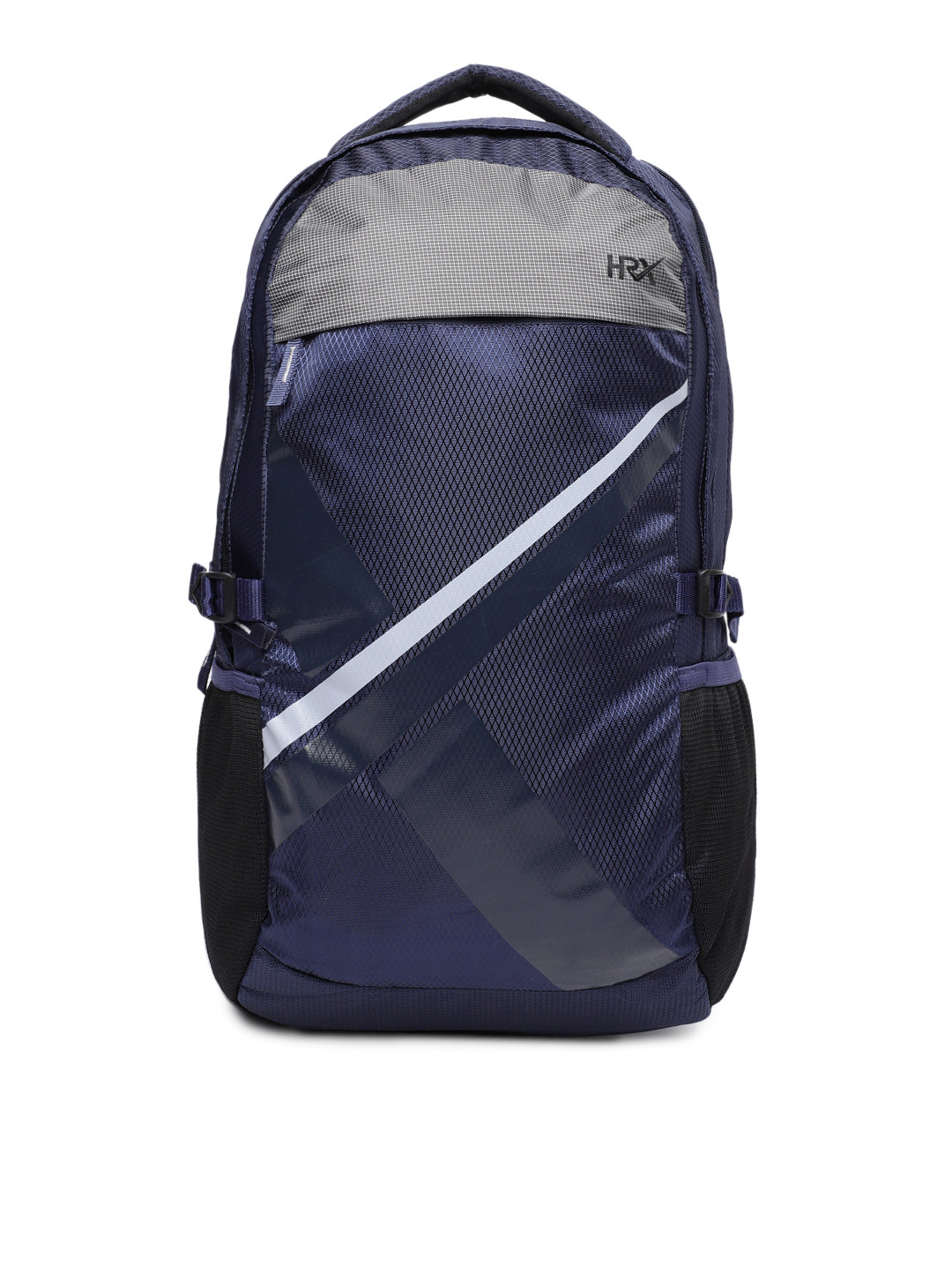 Buy HRX By Hrithik Roshan Unisex Navy Blue Geometric Big X Backpack ...
