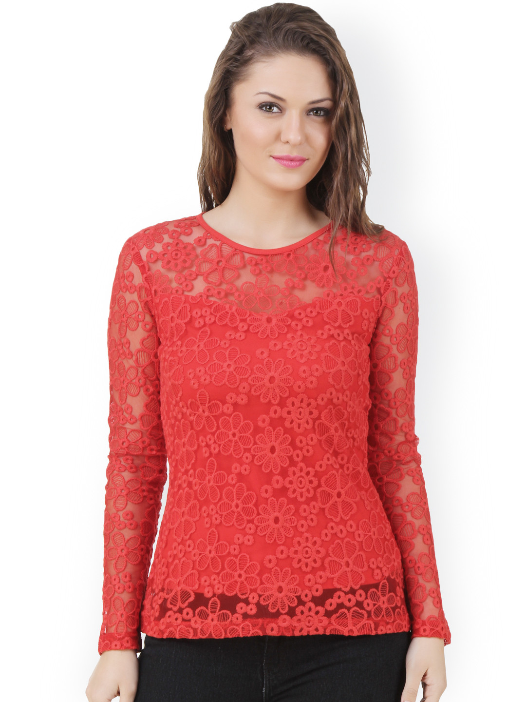 Buy Texco Red Lace Top - Tops for Women 1289246 | Myntra