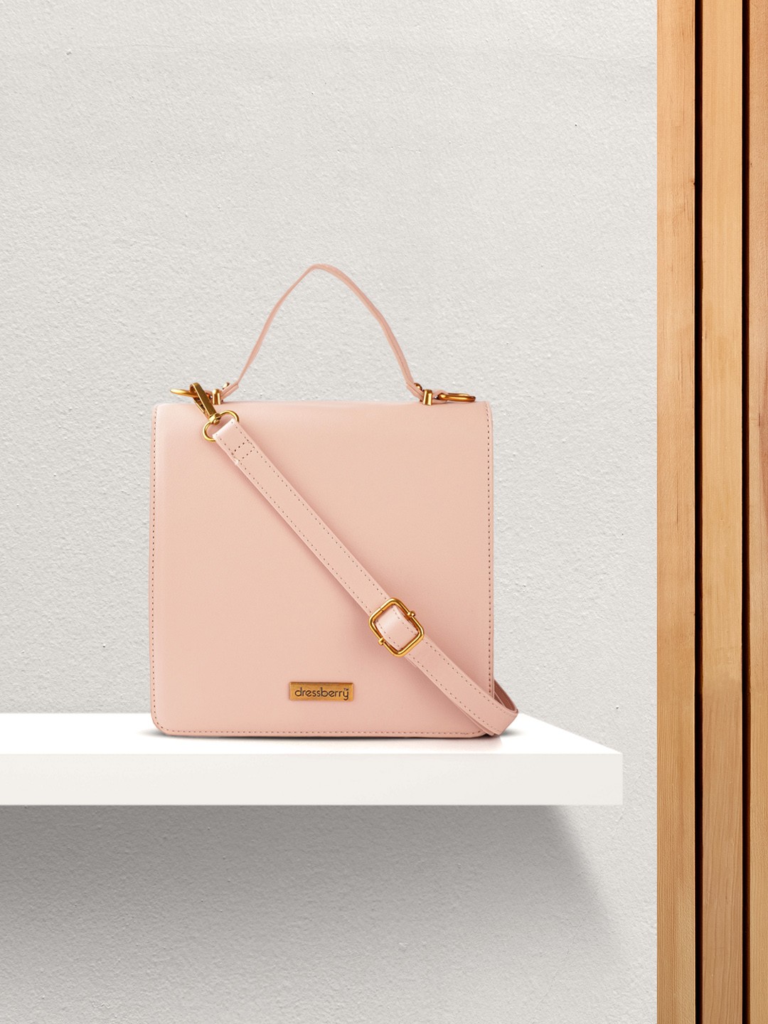 Buy Dressberry Women Peach Coloured Solid Satchel Handbags For Women