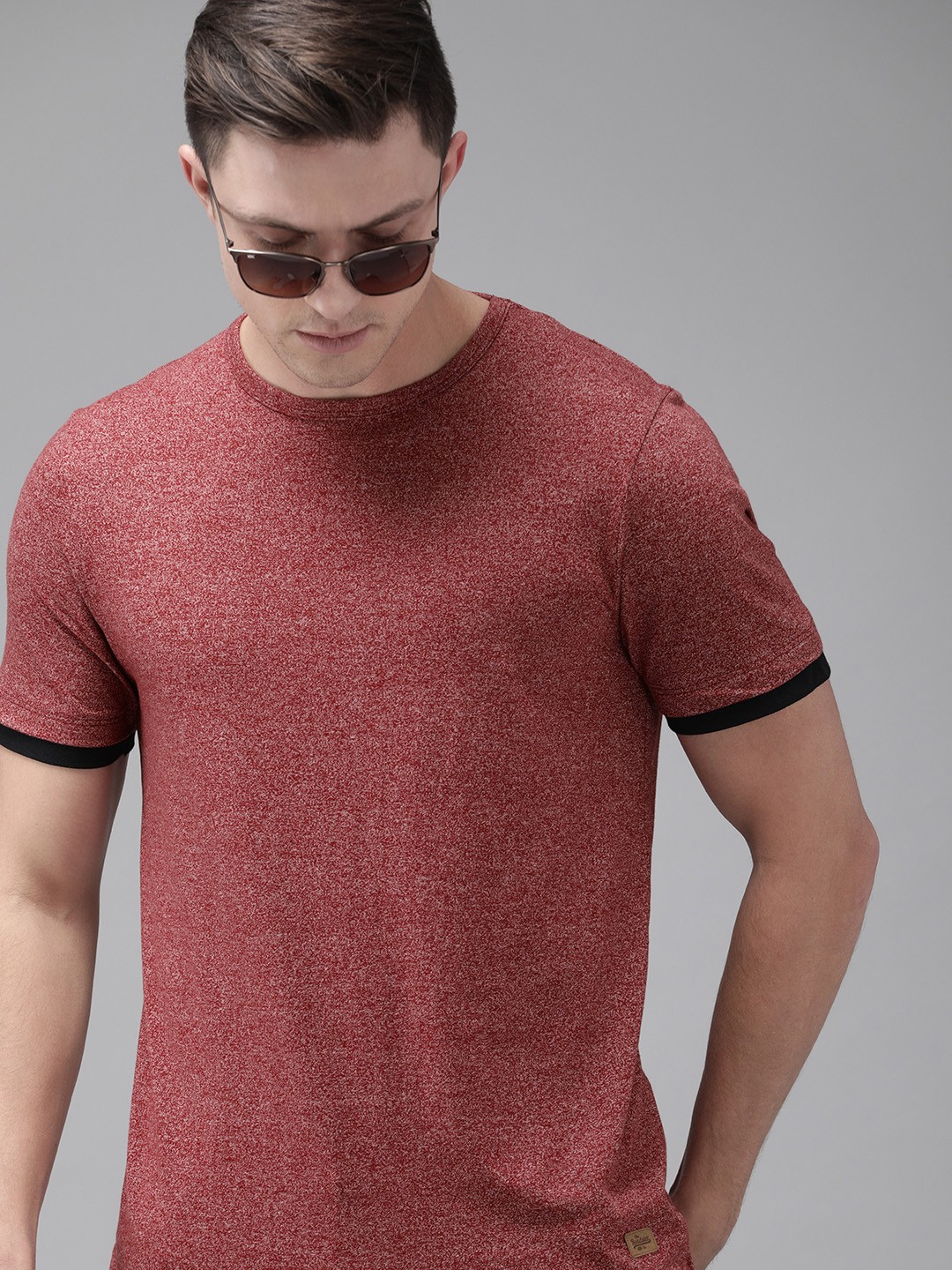 Buy Roadster Men Maroon Solid Round Neck T Shirt Tshirts For Men